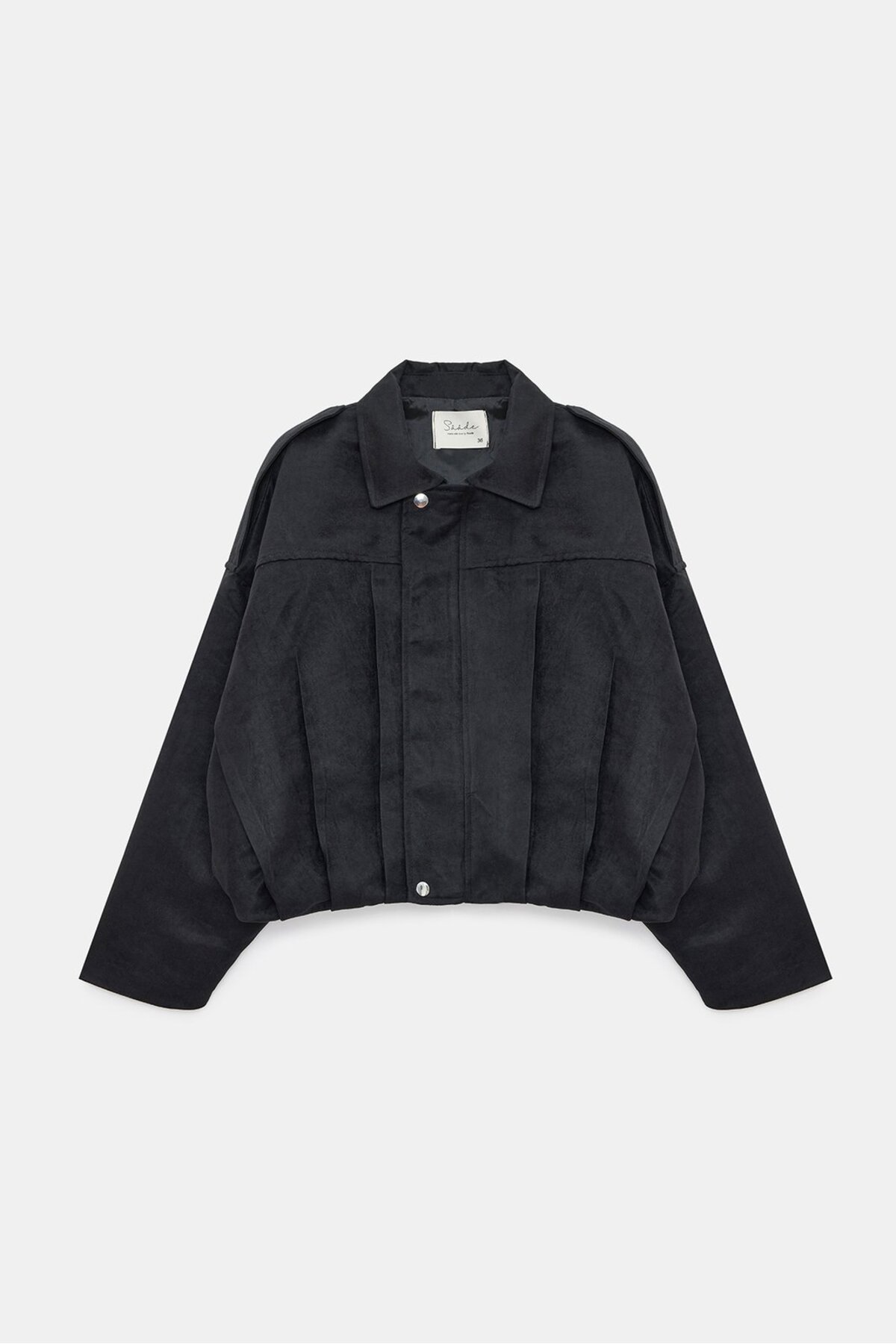 Saade Kadın Oversize Fermuarlı Pile Detaylı Apoletli Bomber Süet Ceket ...