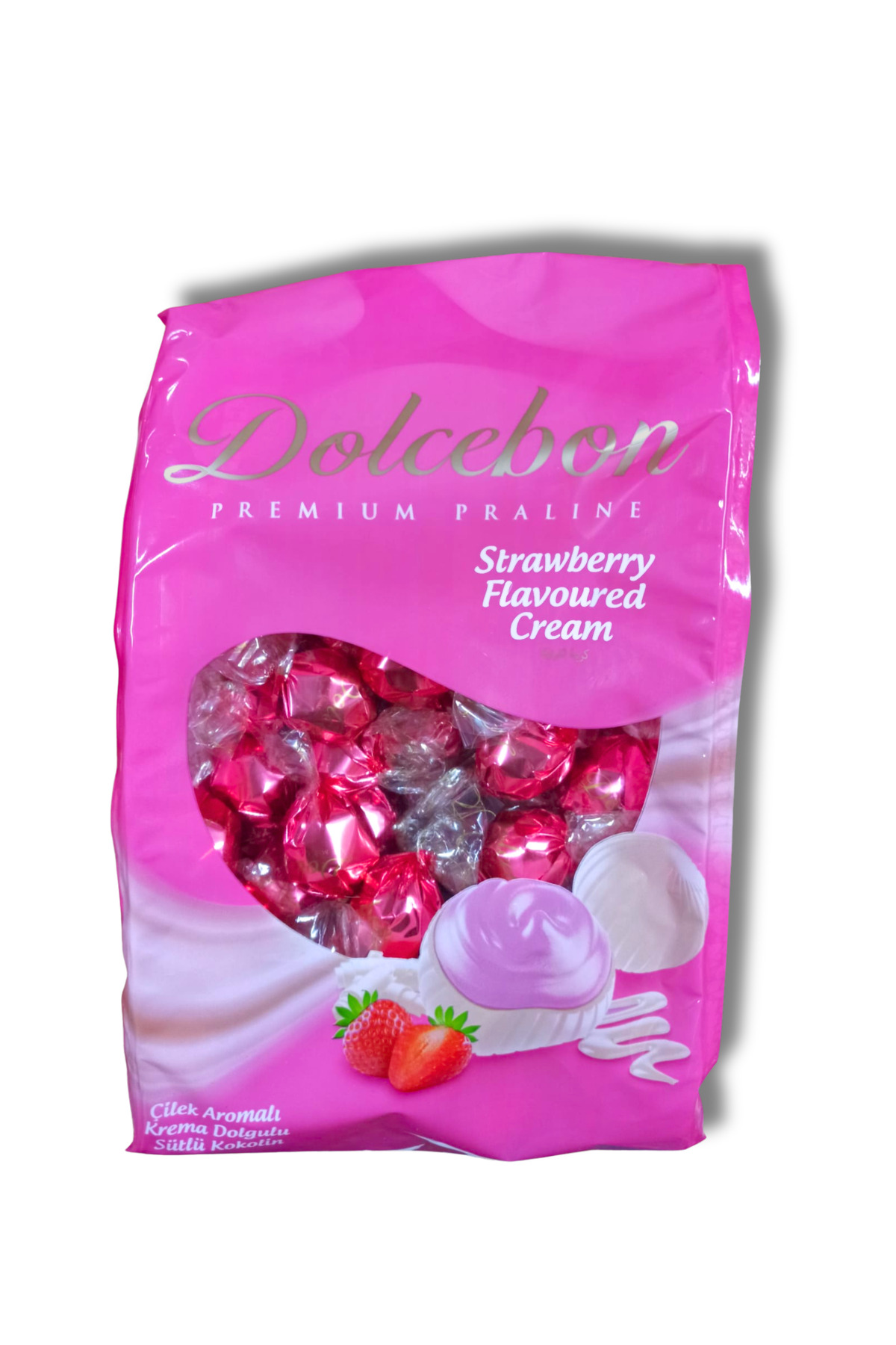 DOLCEBON Premium Praline Çilek Aromalı Krema Dolgulu Sütlü Kokolin 1 Kg ...