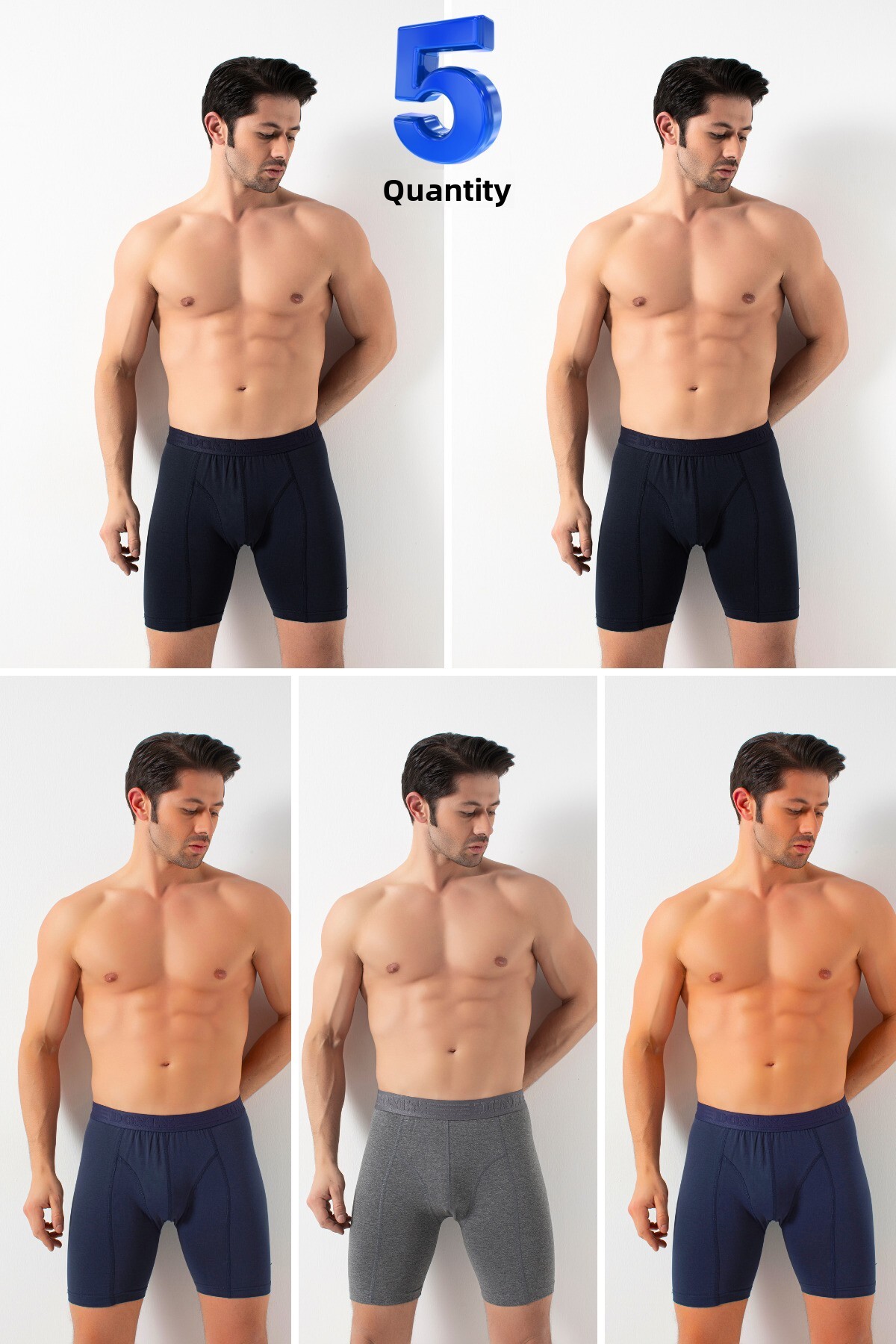 DONEX Men's 5-piece Boxers - Long Leg and Lycra Fabric- Trendyol