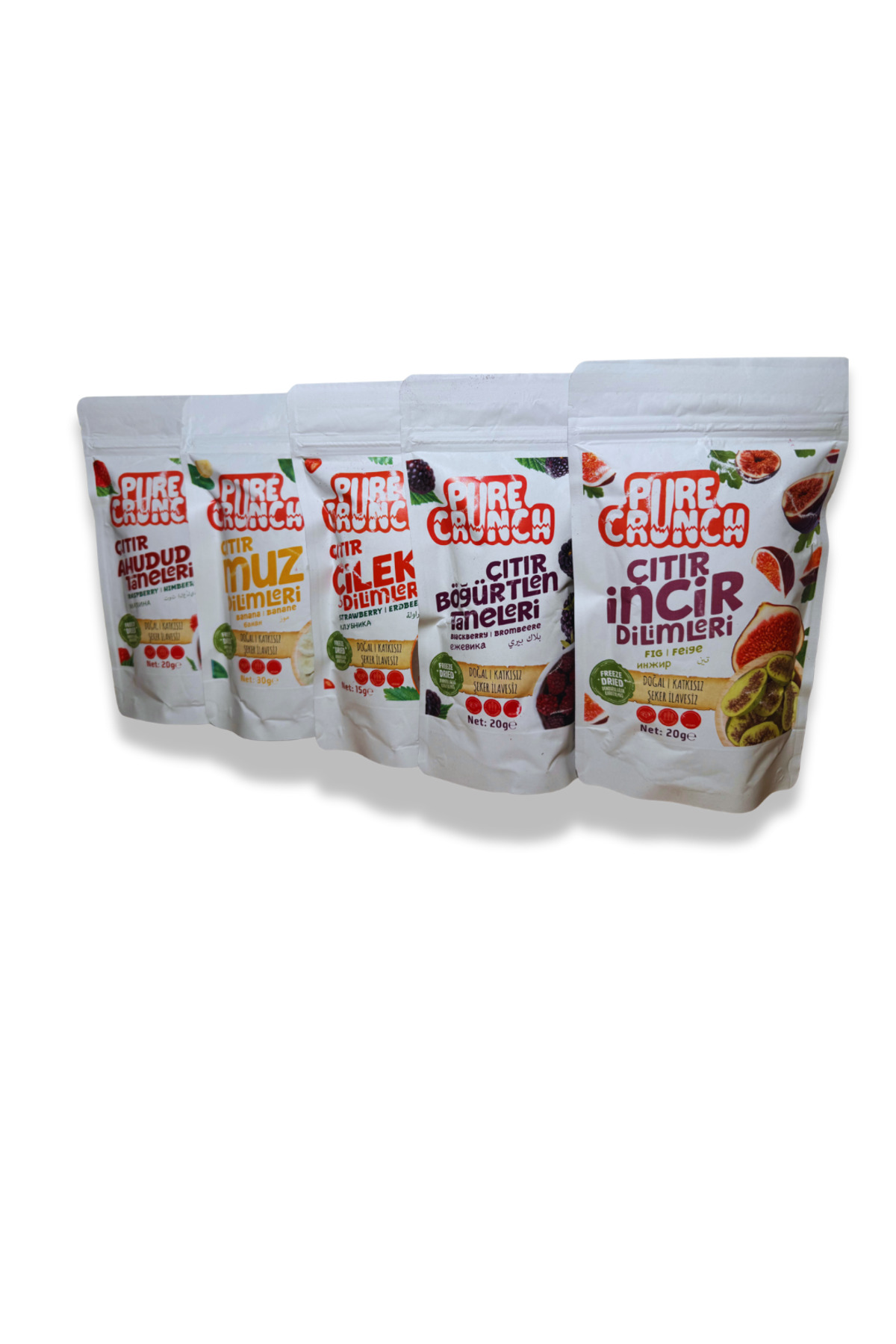 Pure Crunch 5’li Karışık Paket –(Ahududu, Muz, Çilek, Böğürtlen, İncir ...