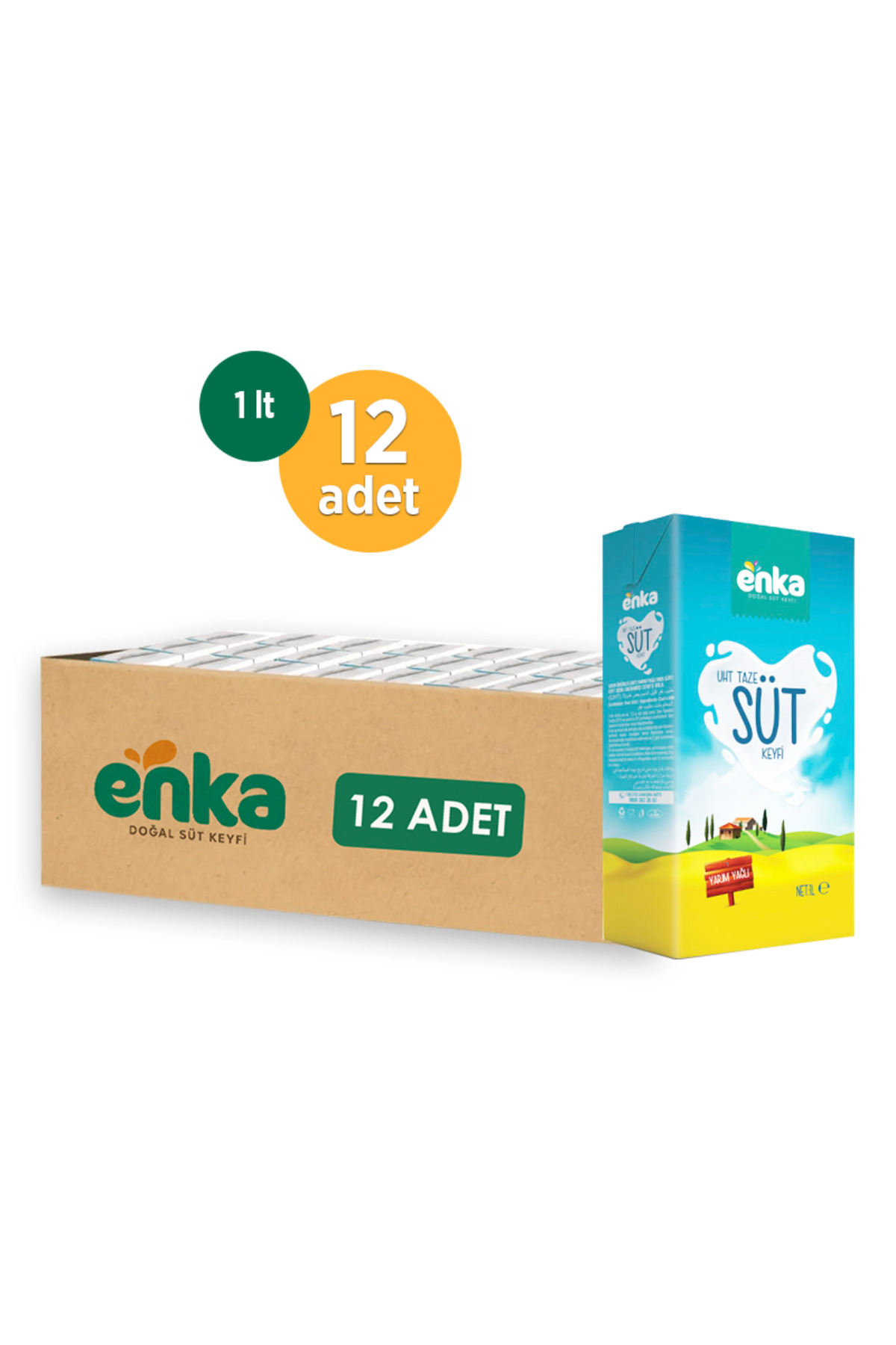 enka süt Enka Gurme Uht Süt Yarım Yağlı 12'li - 1 Litre - Fiyatı, Yorumları