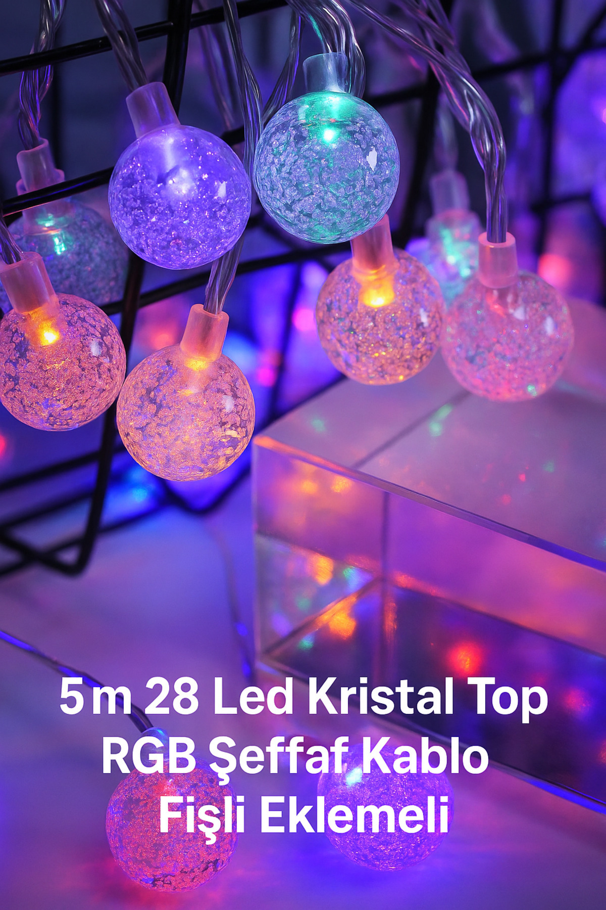 Yenilig 5 Metre 28 Led Kristal Top Işık - Gün Işığı, Eklemeli Fişli ve ...