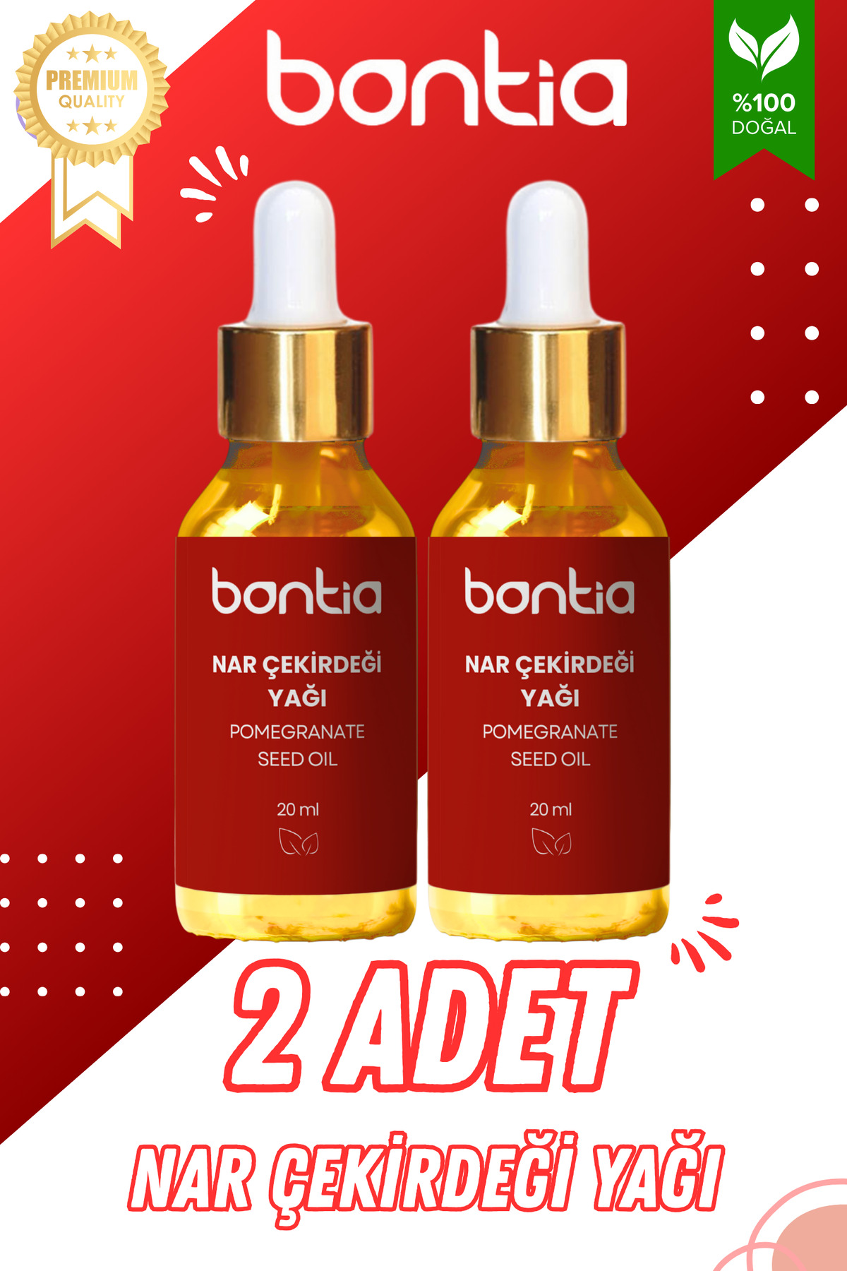 Bontia Nar Çekirdeği Yağı 2x20 ml – %100 Saf Soğuk Sıkım Antioksidan ...