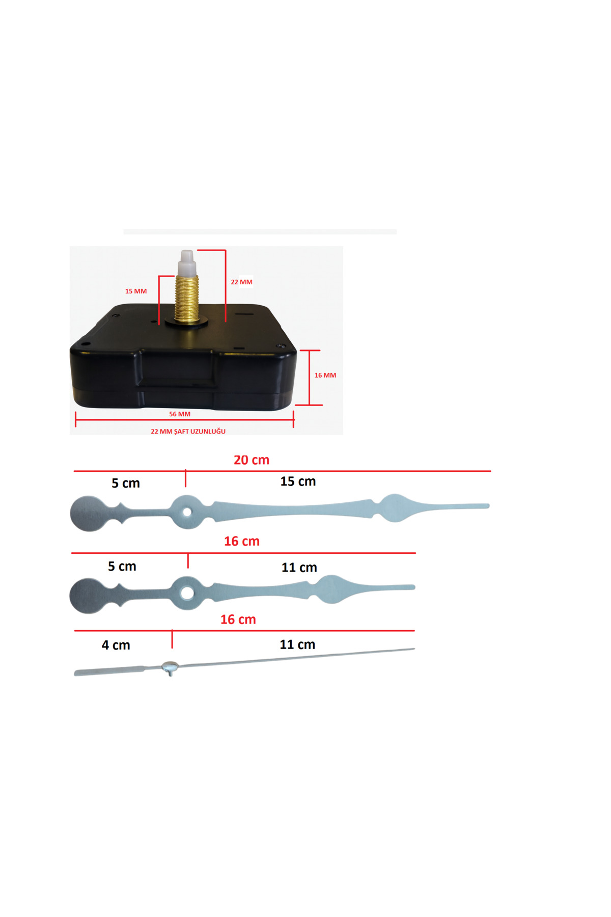 EXİZ TİCARET Saat Mekanizması,25 Adet 22 Mm Şaft ASKISIZ(metal Akrep ...