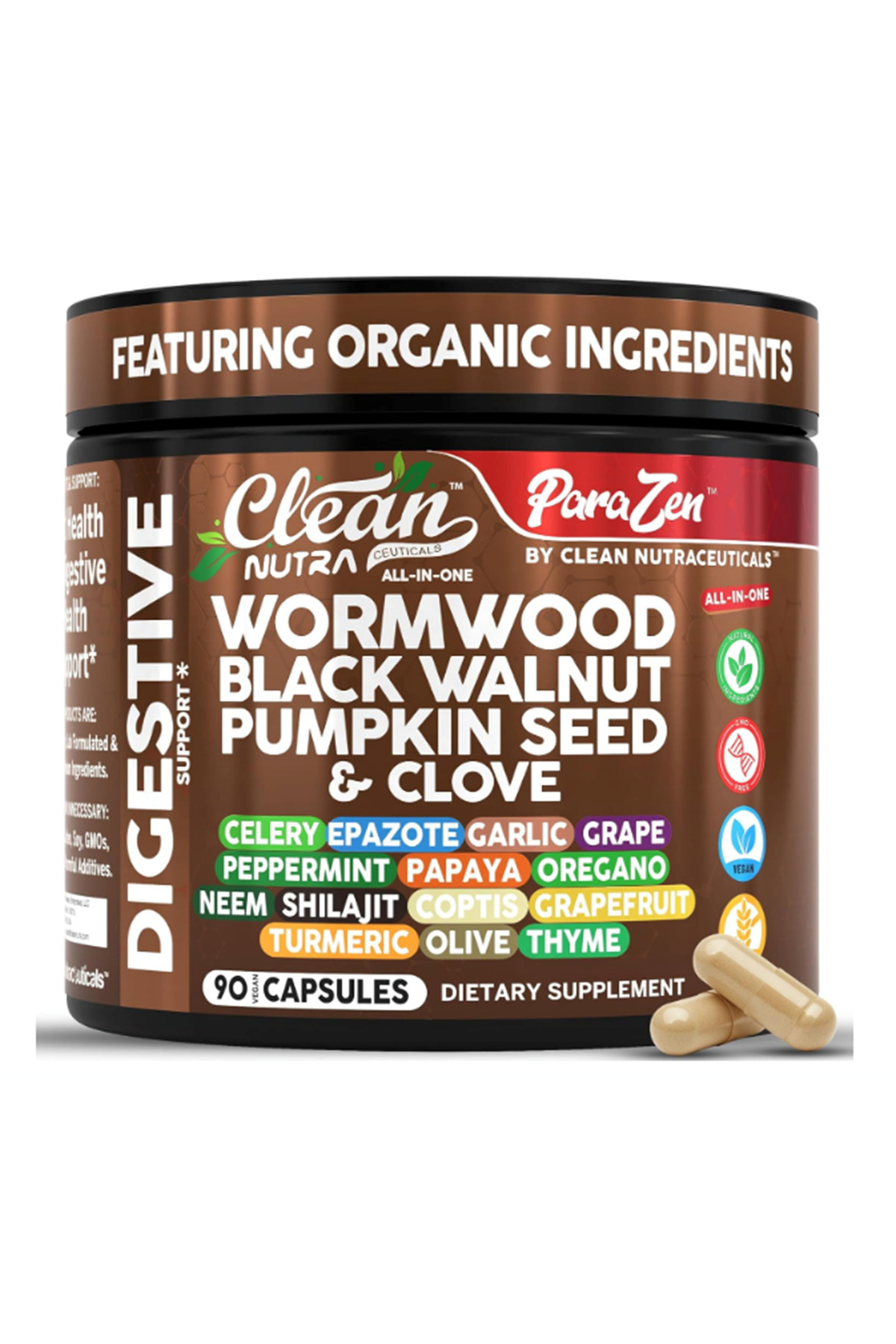 Clean Nutraceuticals Wormwood Black Walnut Pumpkin Seed 90 Capsul Clove ...