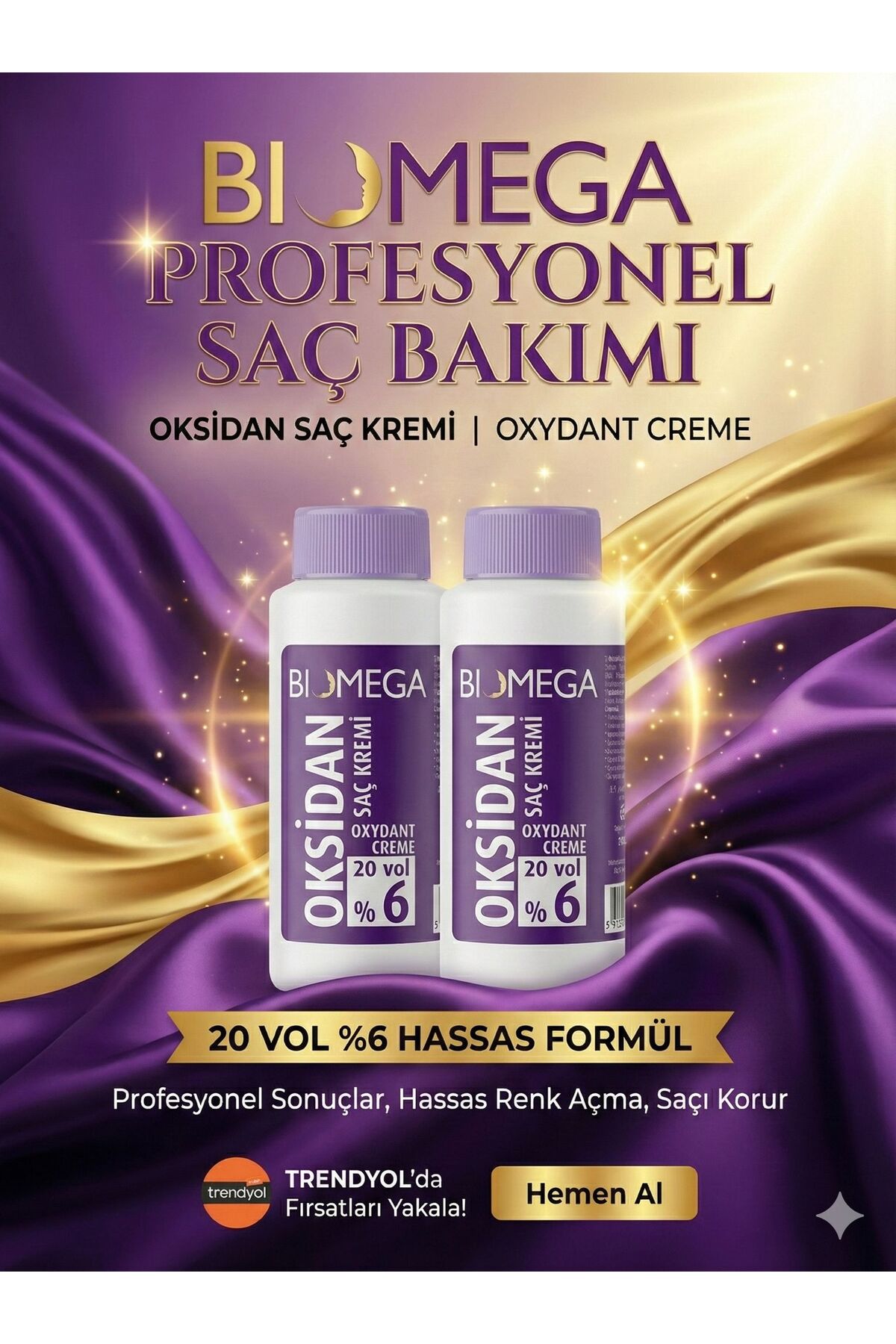 BIOMEGA oksidan krem 20 volüm % 6-Beyaz kapama için (2* 60 ml.) 2'li ...