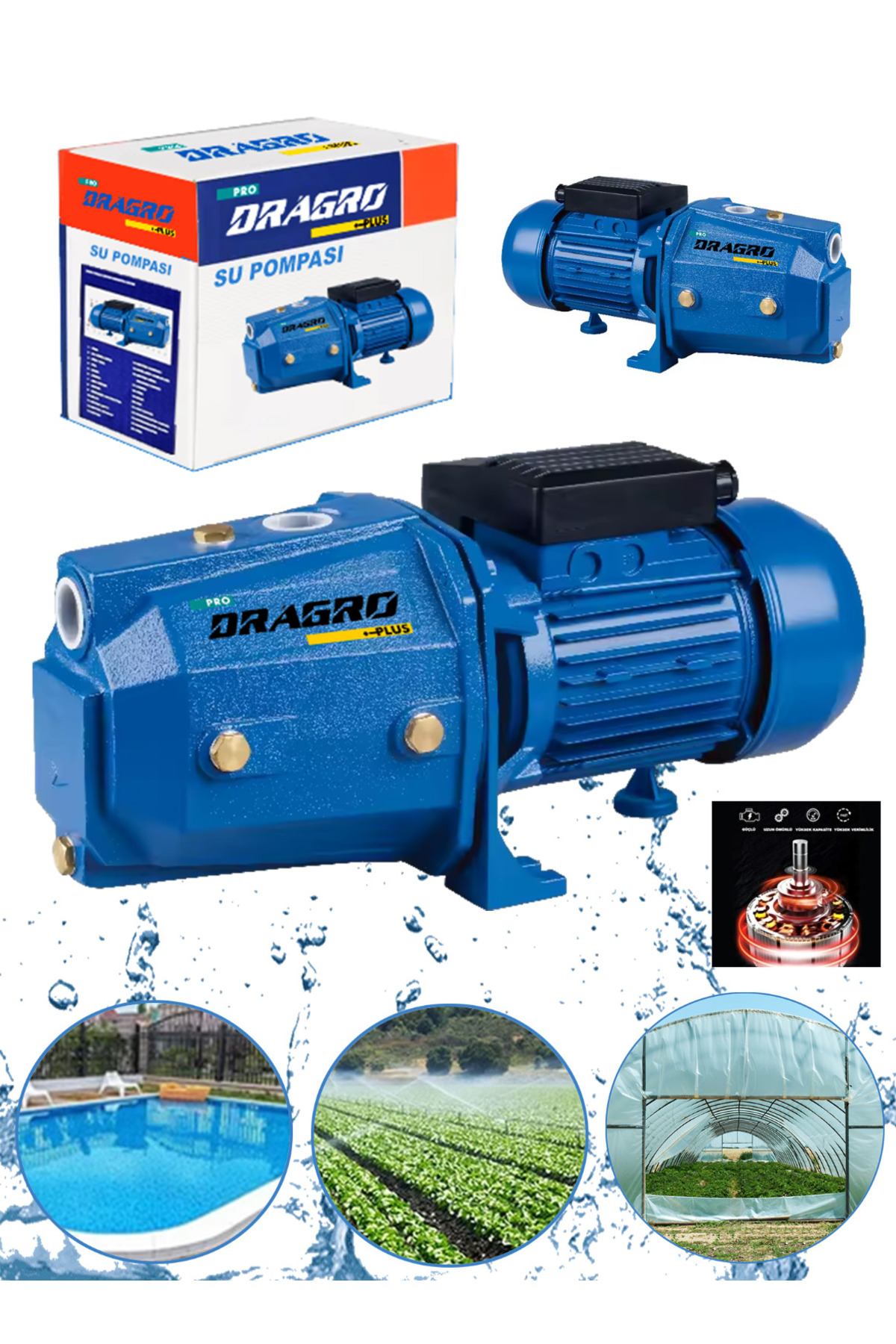 Dragro Jet-100p Su Pompası Motoru 9 Mt Emiş 48 Mt Basma - Fiyatı, Yorumları