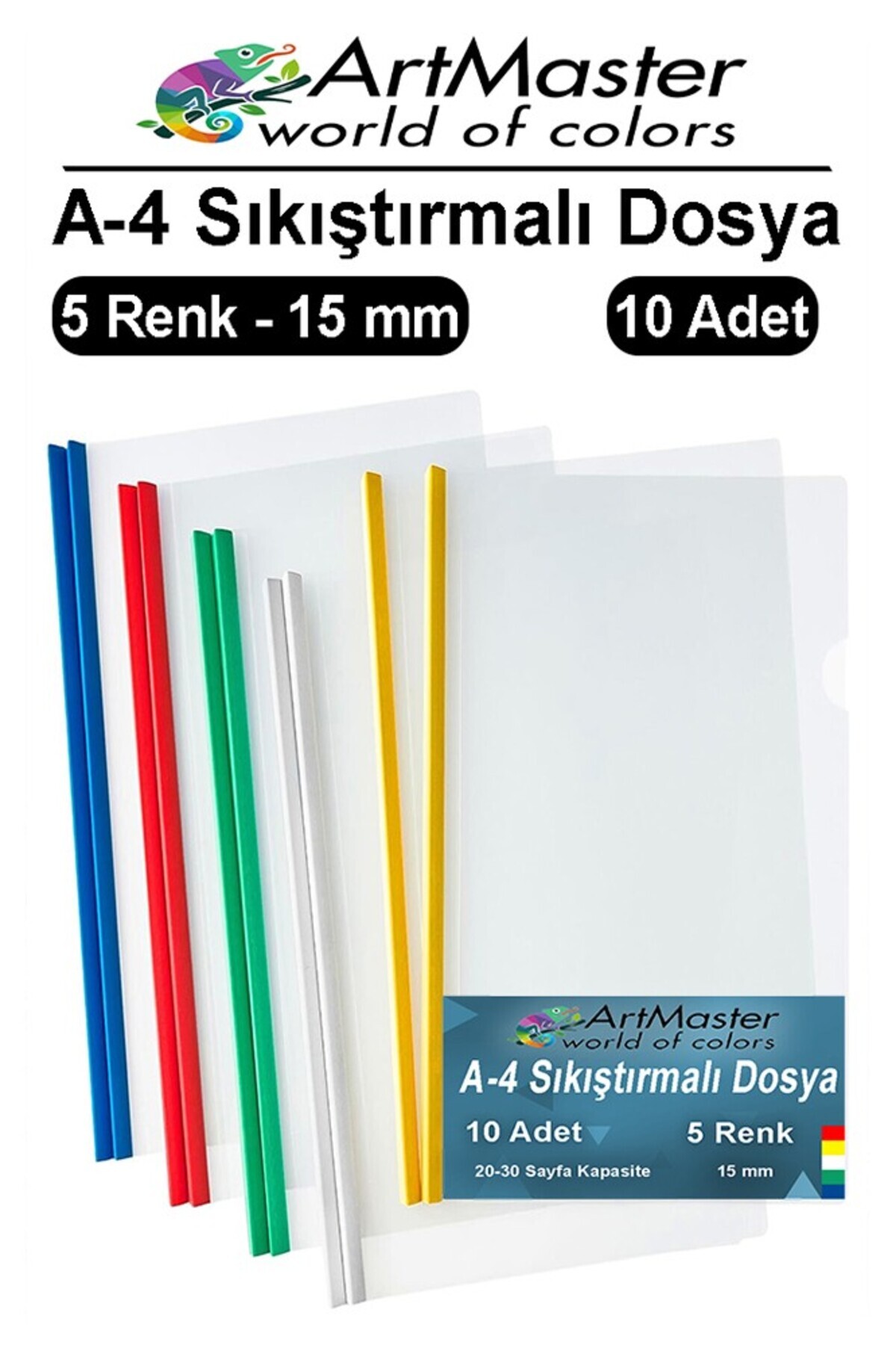 Artmaster A-4 Sıkıştırmalı Yandan Sürgülü Dosya 5 Renk 10 Lu 1 Paket A4 Sıkıştırmalı Dosya 1 ...