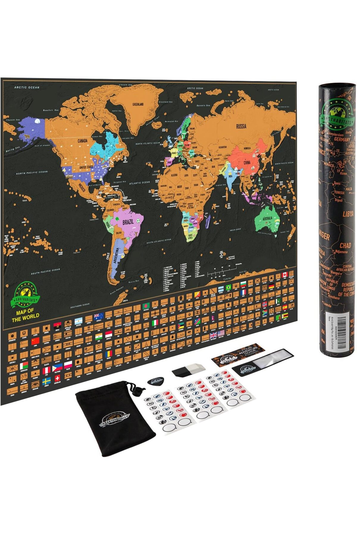Generic Earthabitats Scratch World Map - Luxury Travel Map with Country ...