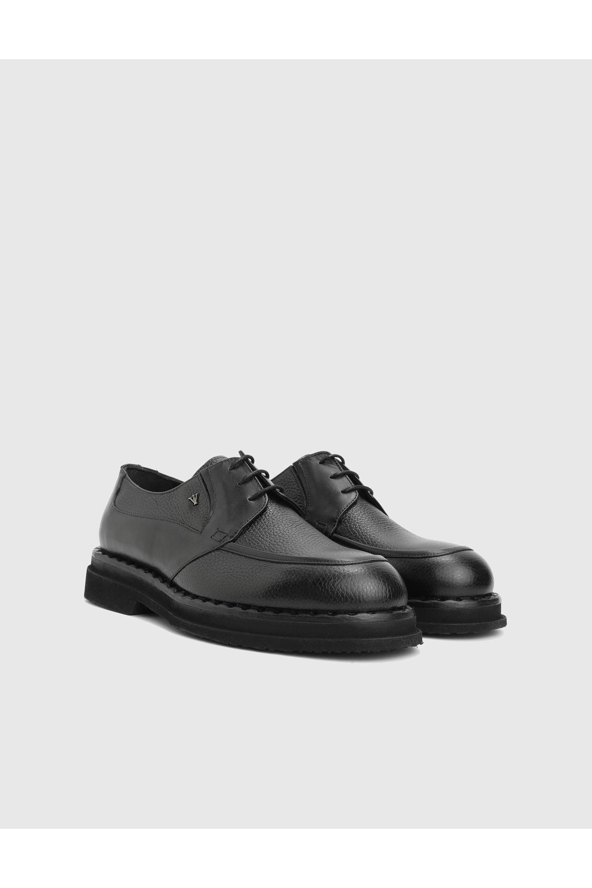 İlvi Marcell Genuine Split Leather Black Men's Oxford Shoes- Trendyol