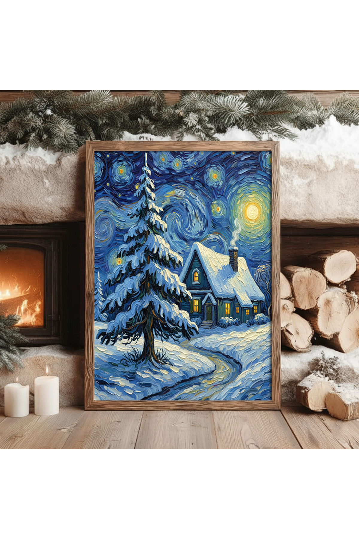 Creatick Design Christmas Vincent Van Gogh Temalı Tekli Ham Ahşap ...