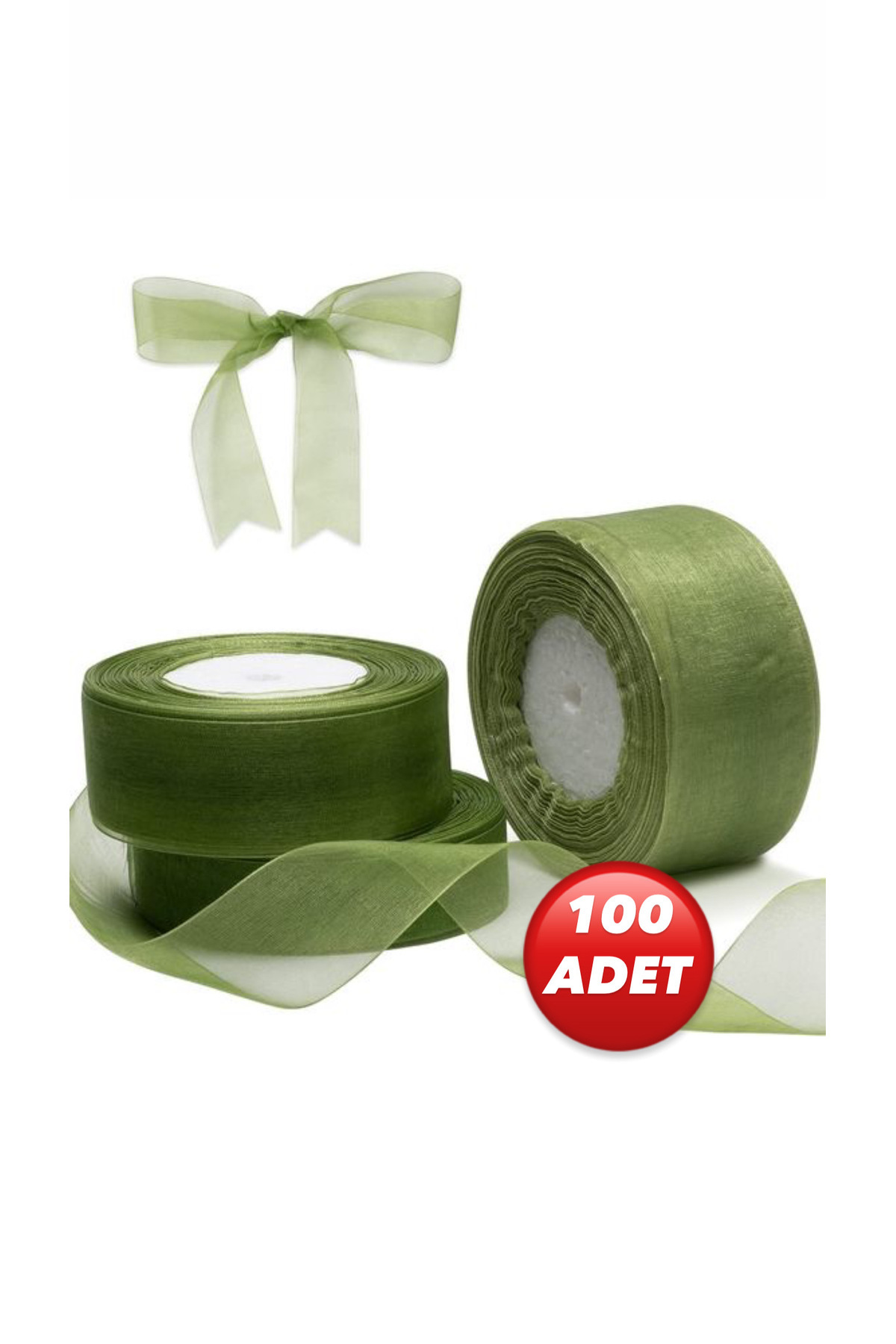 Genel Markalar Fıstık yeşili organze kurdele 150 adet fiyonk yılbaşı ...