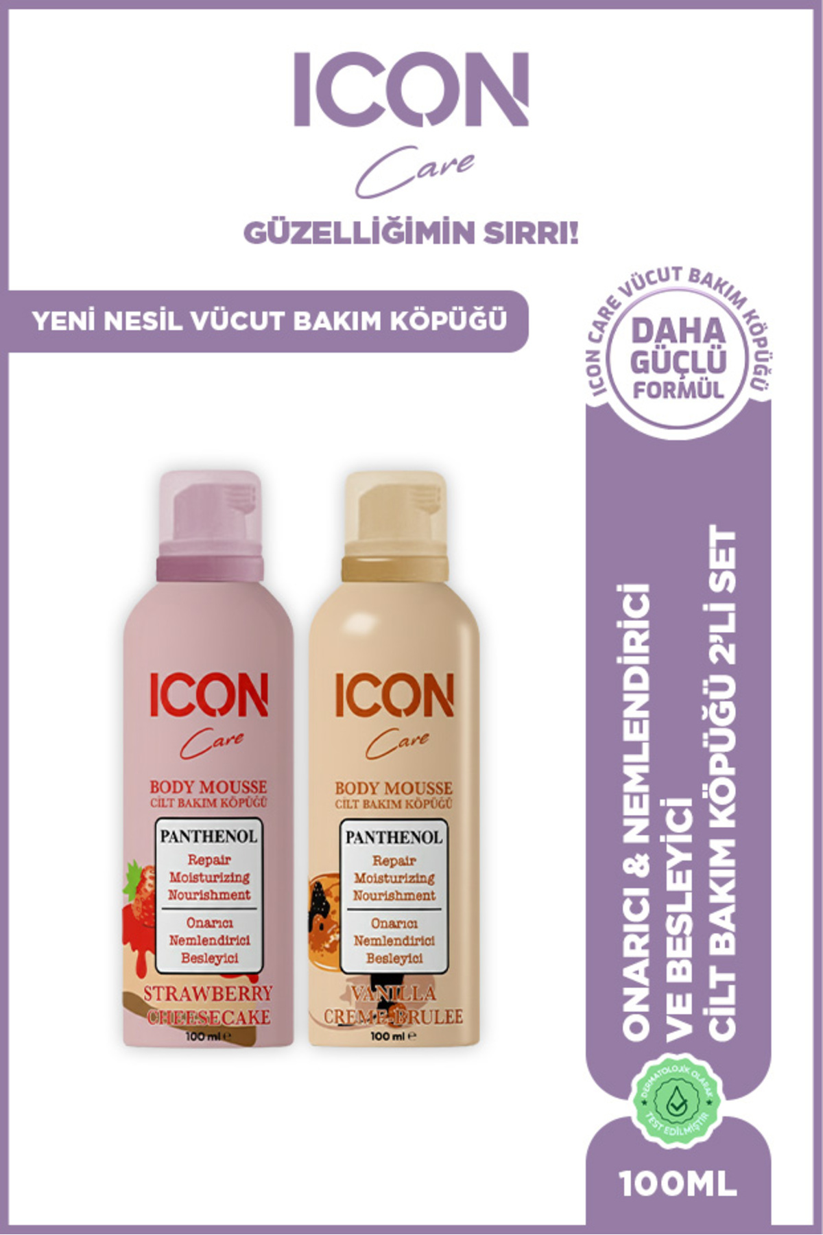 ICON Care Cilt Bakım Köpüğü Vanılla Creme100 ml + Strawberry ...