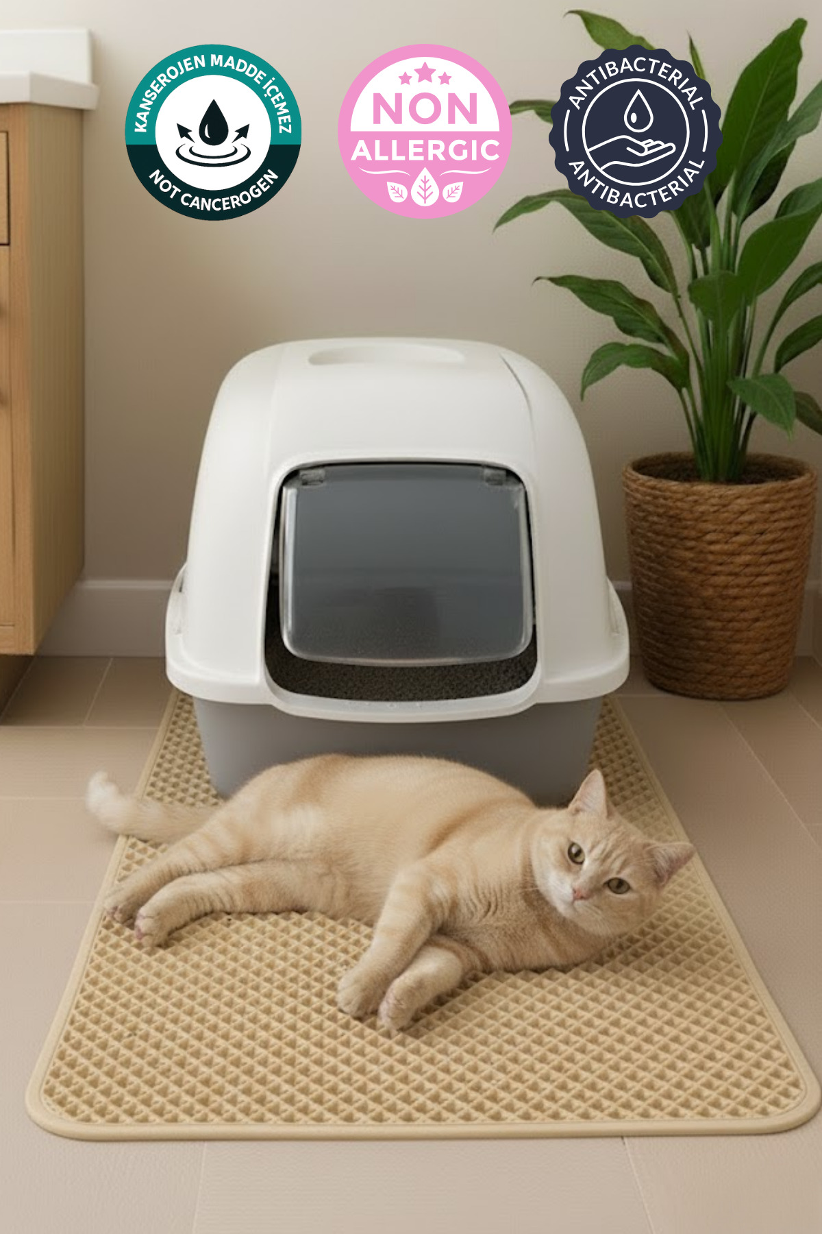 Genel Markalar 40x40 Cm Krem Kedi Tuvaleti Önü Paspası Kedi Kumu ...