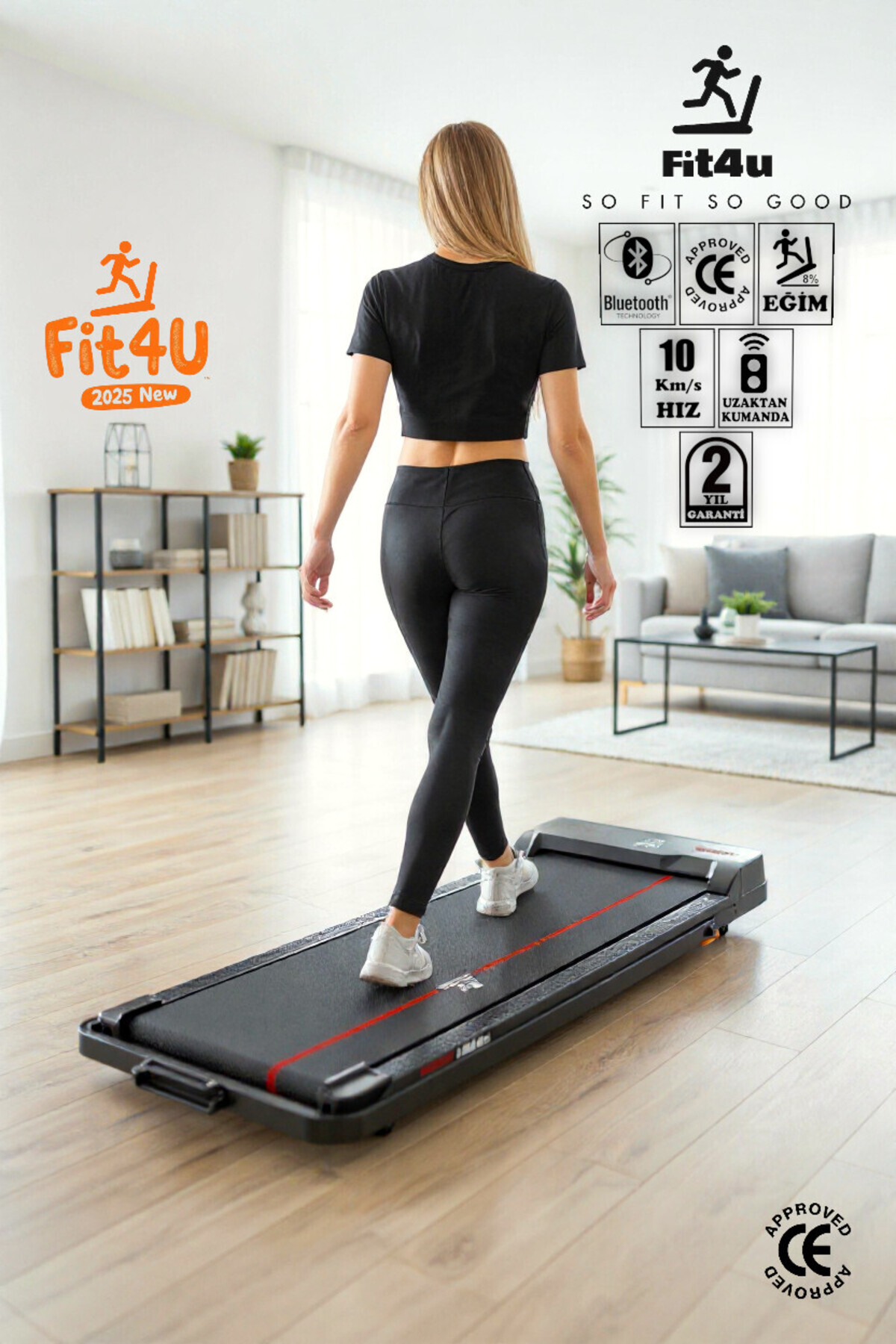 Fit4u CE Belgeli, Bluetooth Uygulama Eğim Ayarlı Uzaktan Kumandalı 10km ...