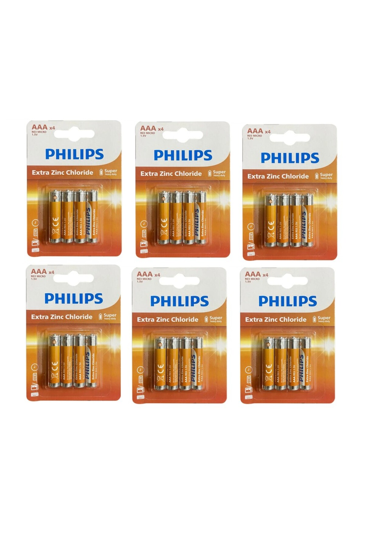 Philips ince pil - 24 lü AAAX4 extra çinko kumanda piil 4x6=24 adet ...