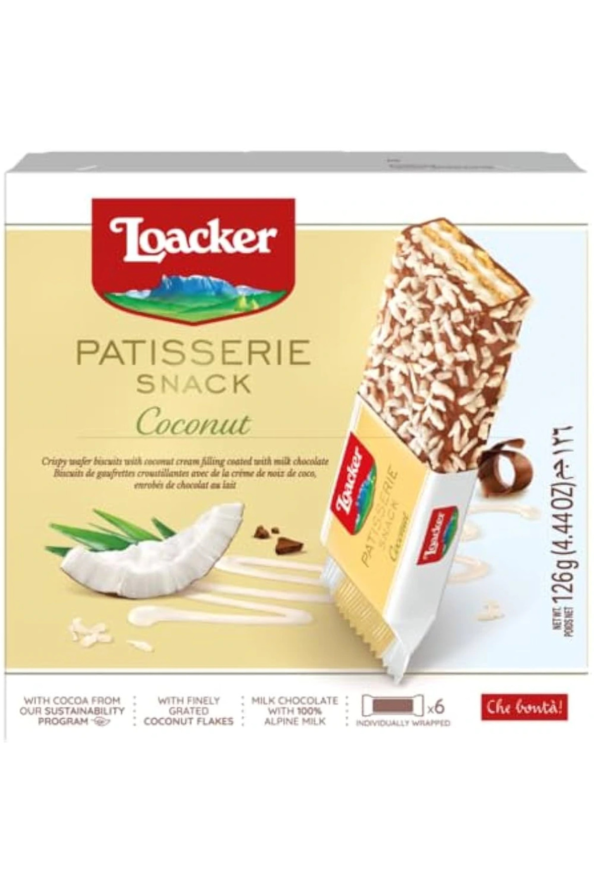 Loacker Patisserie Snack Coconut Flavored Crispy Wafer- 6X21gms- Trendyol