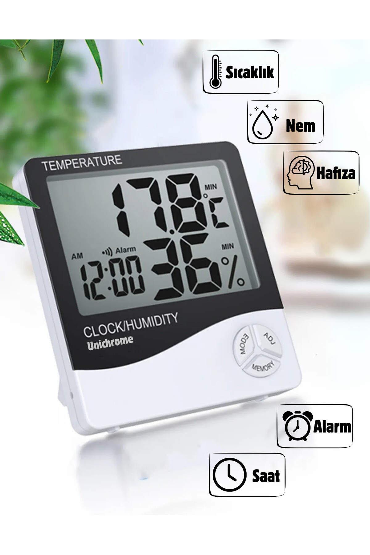 Hubstein Dijital Oda Termometre Sıcaklık Ve Nem Ölçer Masa Saati Alarm ...