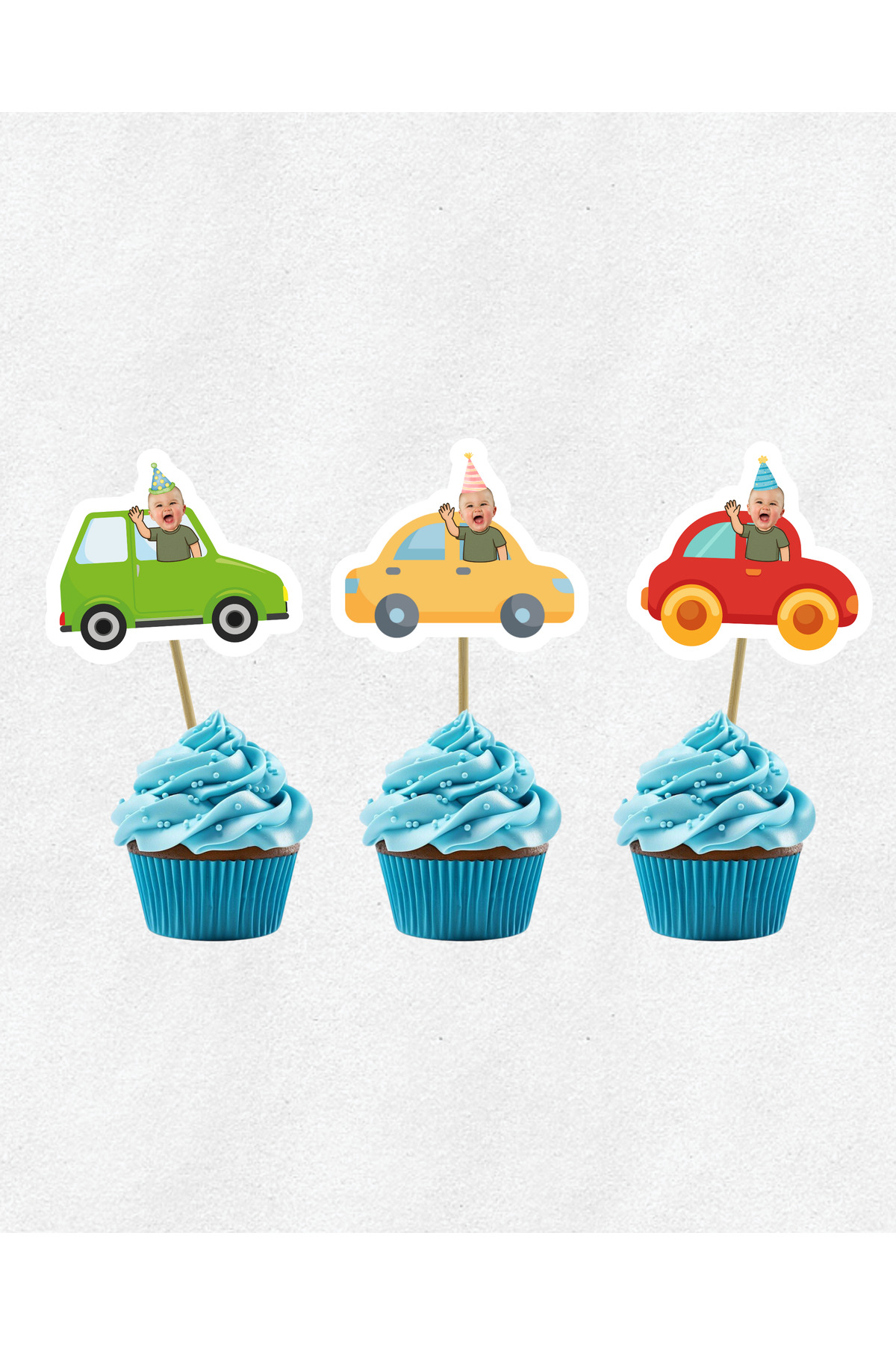 Dijital Nostal 6 Adet Kişiye Özel Araba Temalı Cupcake Süsü - Fiyatı ...