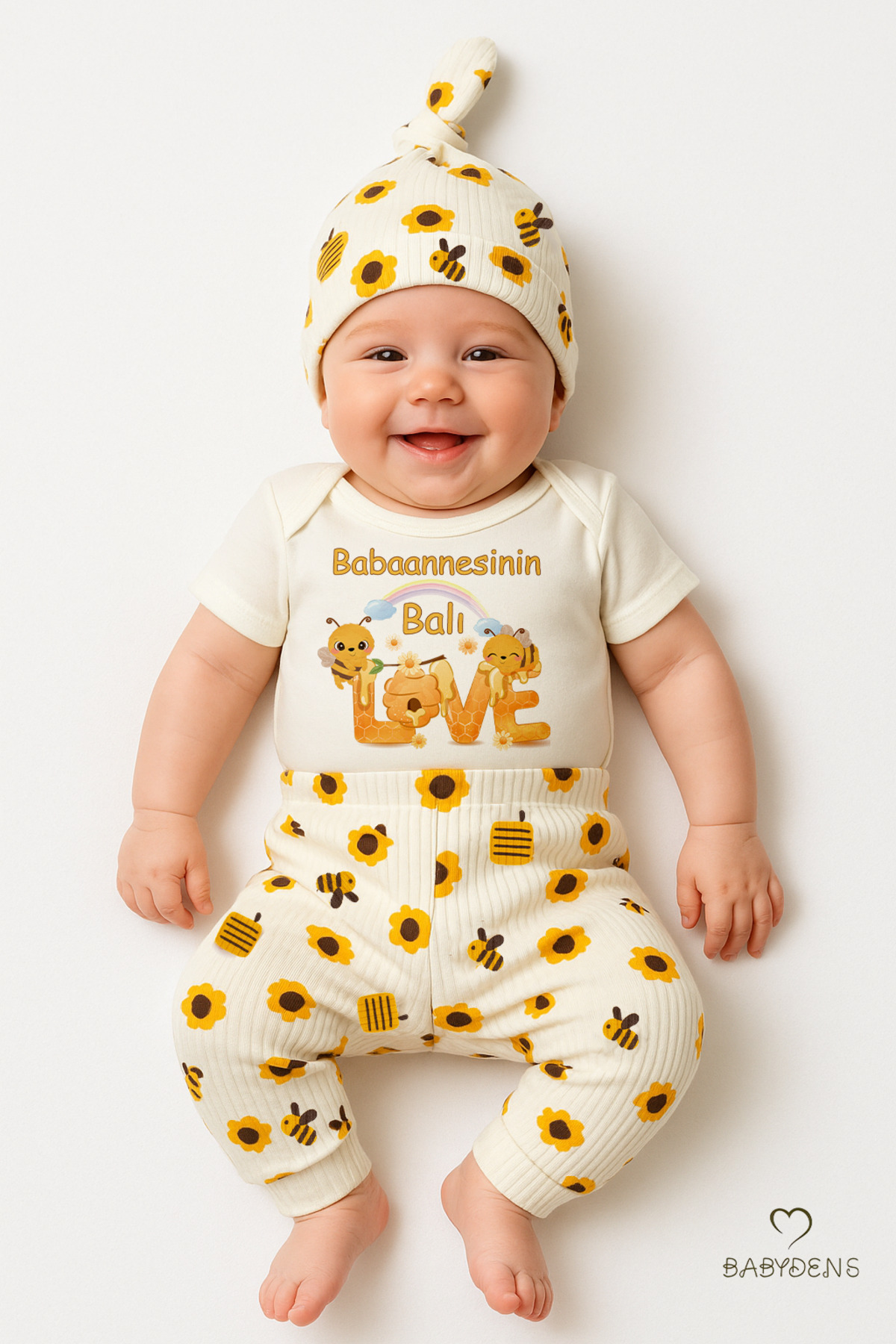 BABYDEN'S 3’lü Yenidoğan Takım“Babaannesinin Balı”Baskı Kısa Kol Body ...