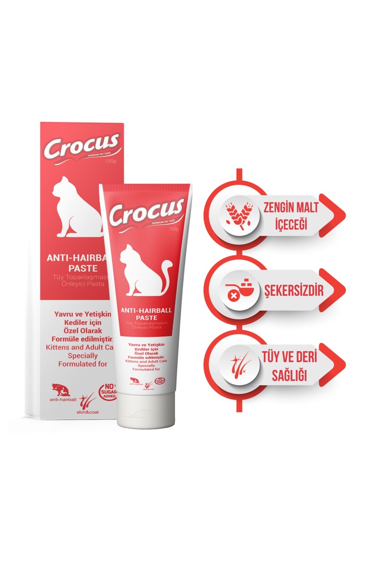 crocus SPTRNS ANTI HAIRBALL KEDI MALT MACUNU 100 GRAM X (223043) 2 ADET ...