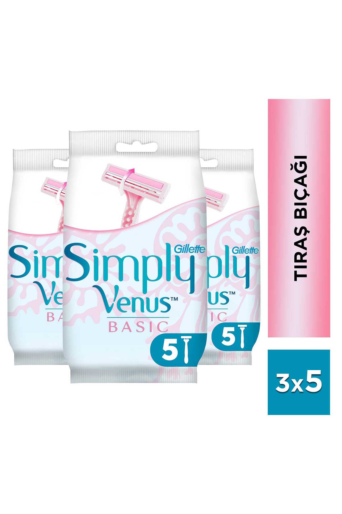 Gillette Simply Venus 2 Basic Kullan At Kadın Tıraş Bıçağı 5 Adet x 3 ...
