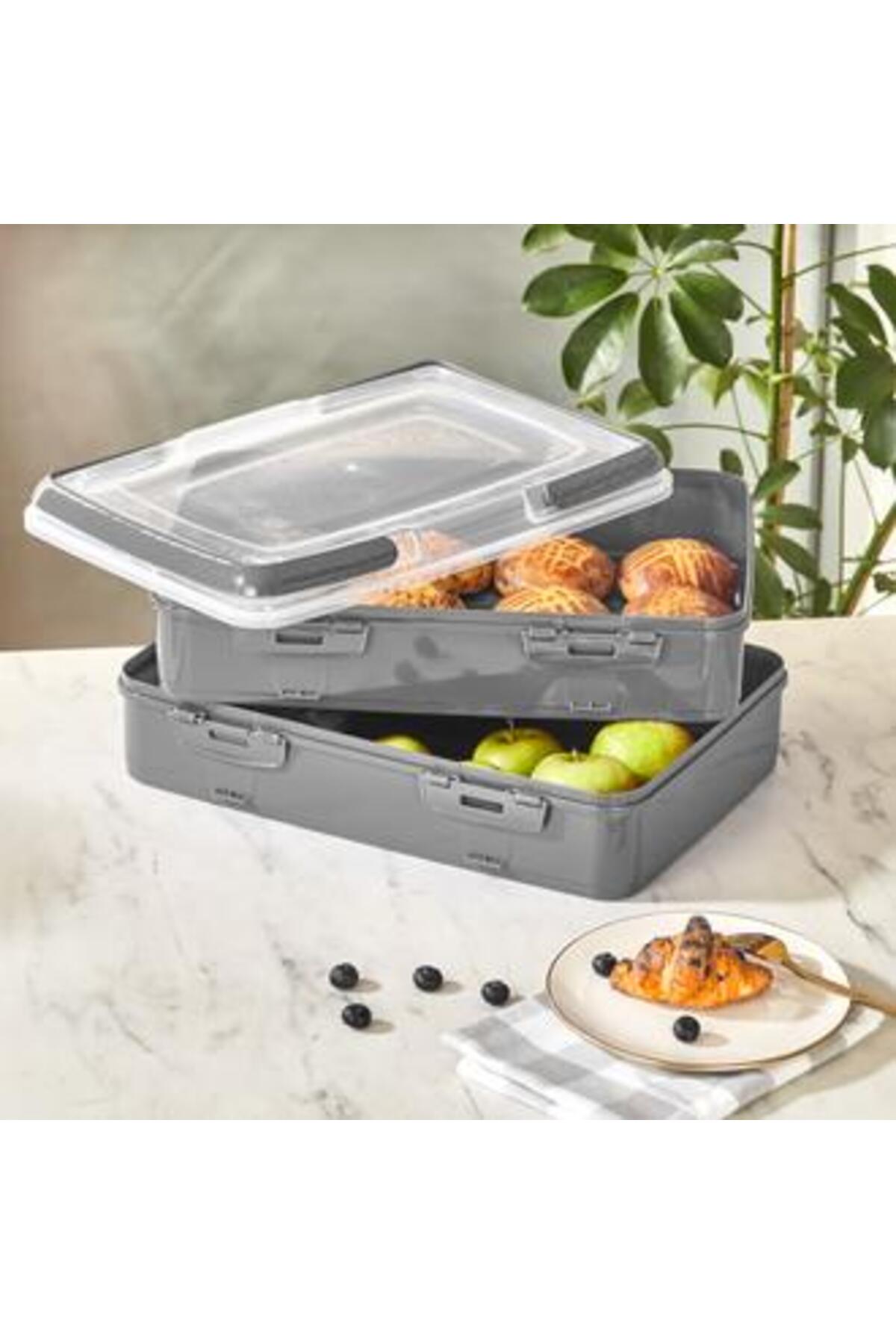 QLUX IDEAS L718 2 Katlı Pasta Taşıma Kabı - Antrasit / Şeffaf - Fiyatı ...