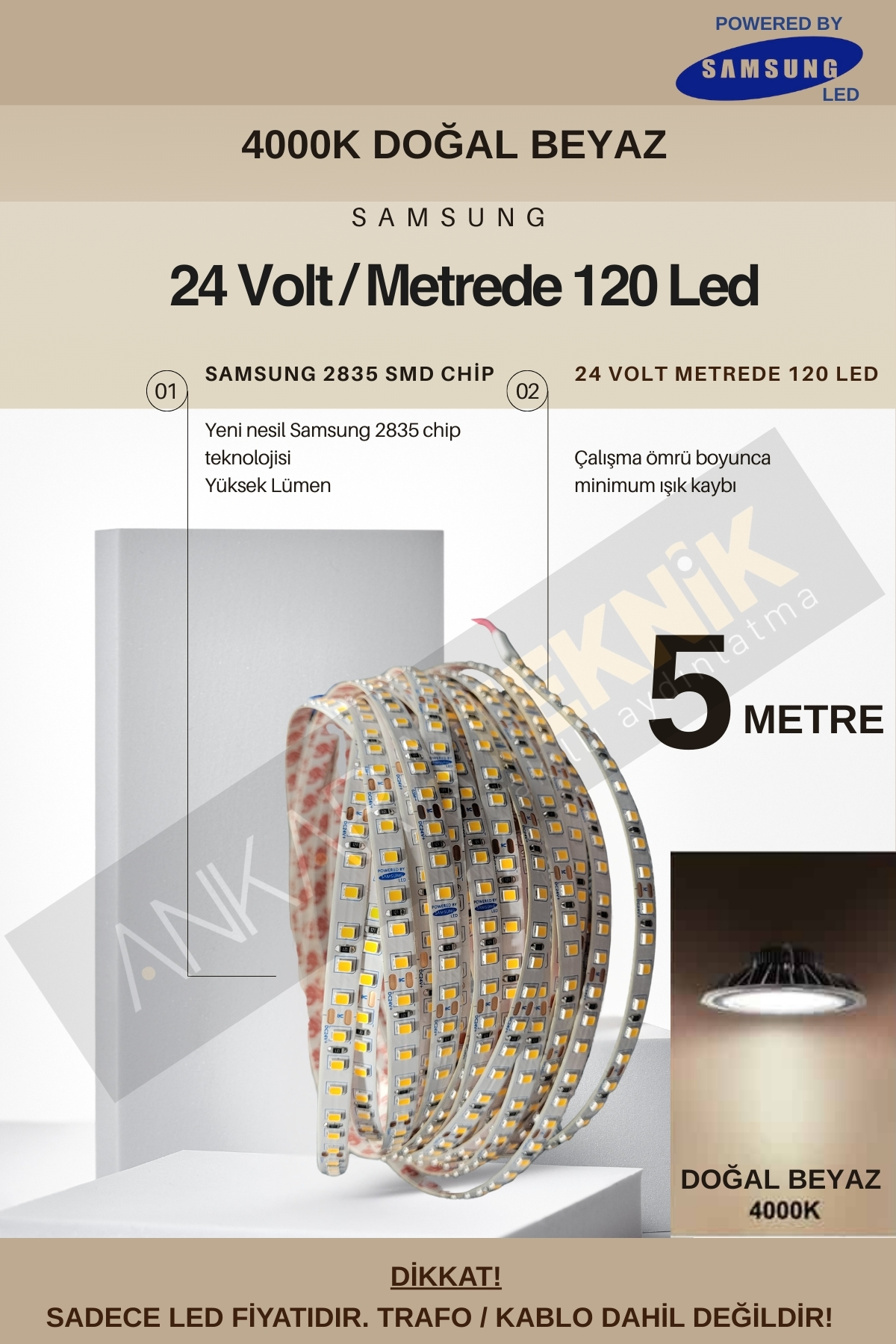 ankarateknik 24 Volt Samsung Şerit Led 5 Metre / Metrede 120 Led ...