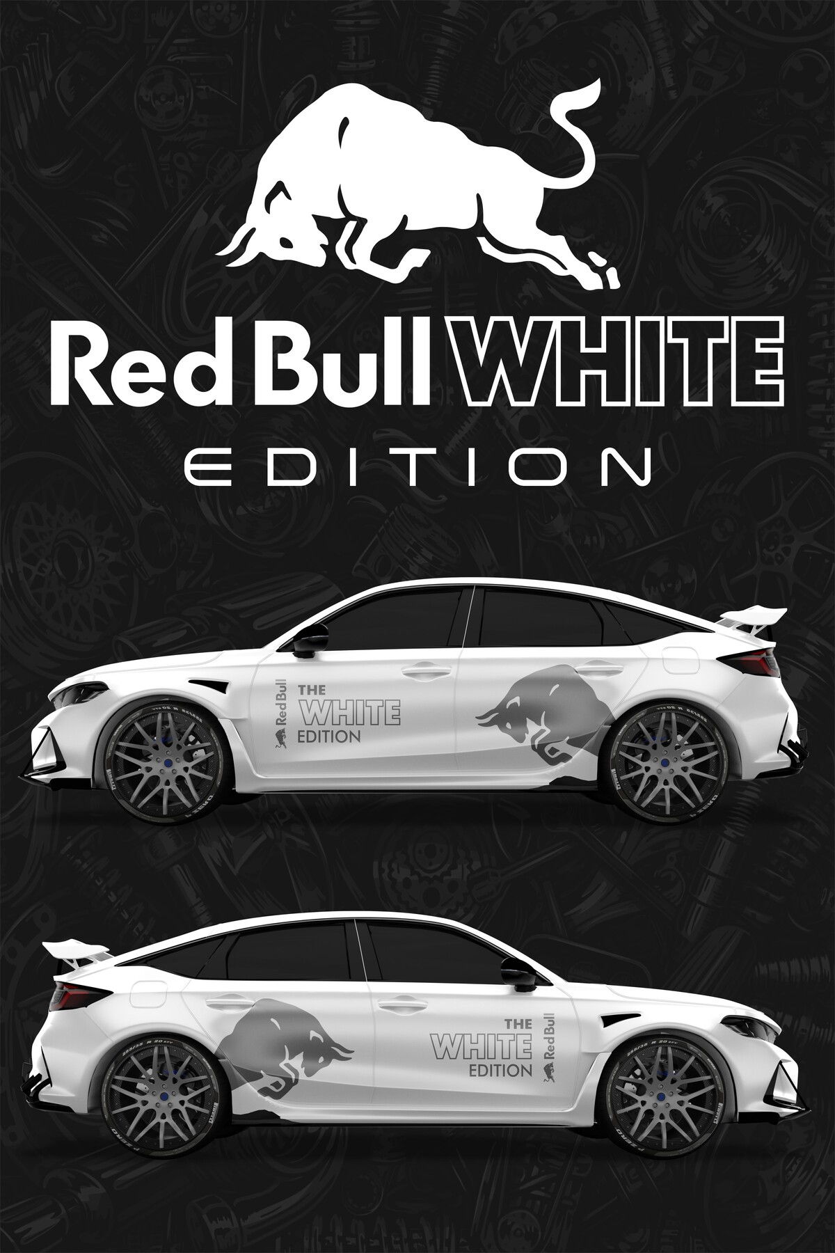 Stikacar RED BULL WHITE EDITION STİCKER - Yan Gövde Kaplama Seti ...