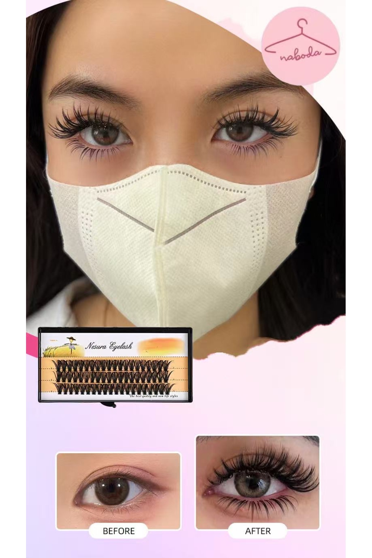 naboda Nesura 30p 12mm 60 adet 30 çift tekli takma kirpik gerçek kıl ...