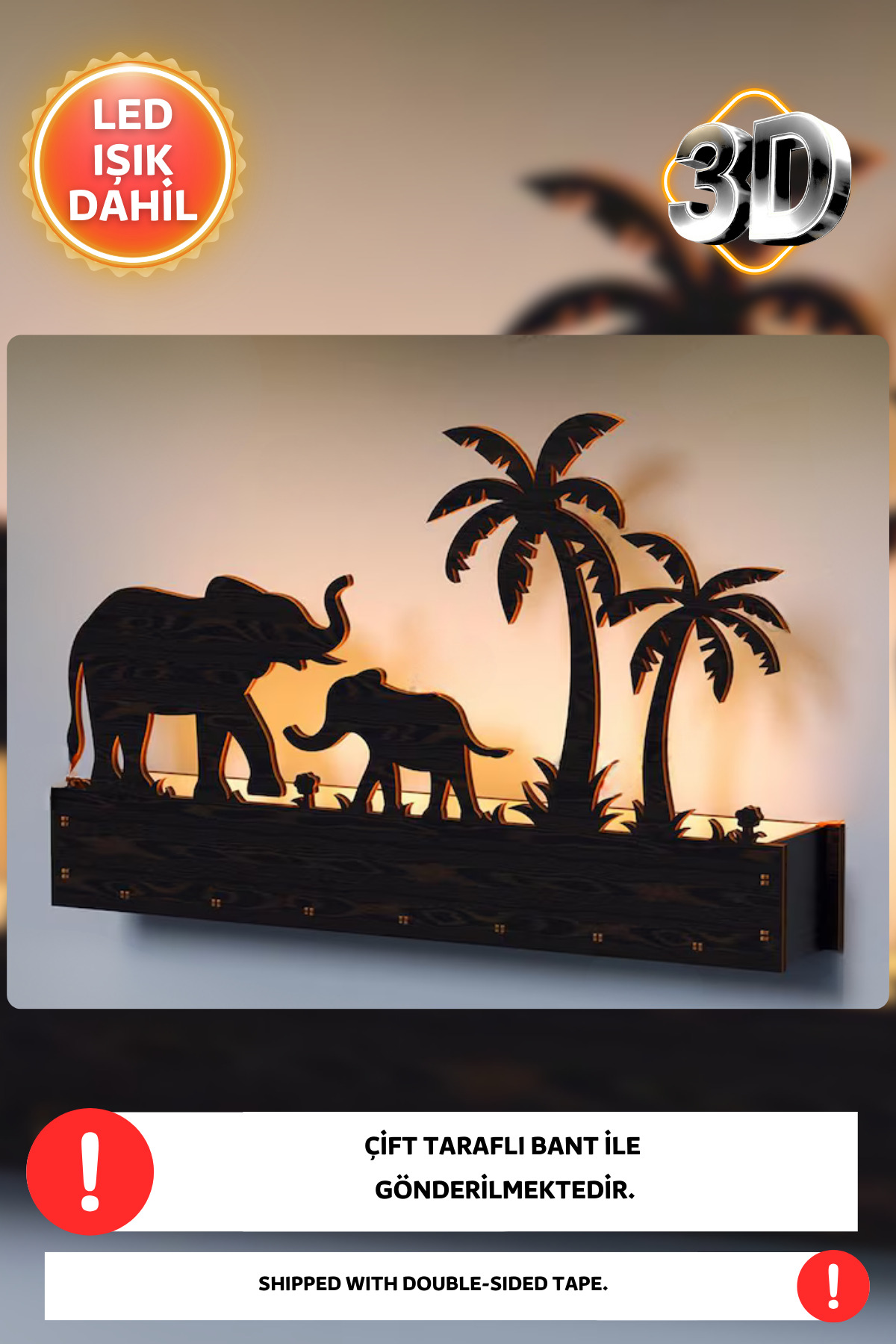 Dekorvin 3D Fil Arizona Ormanı Gece Lambası Bebek Çocuk Odası Duvar ...