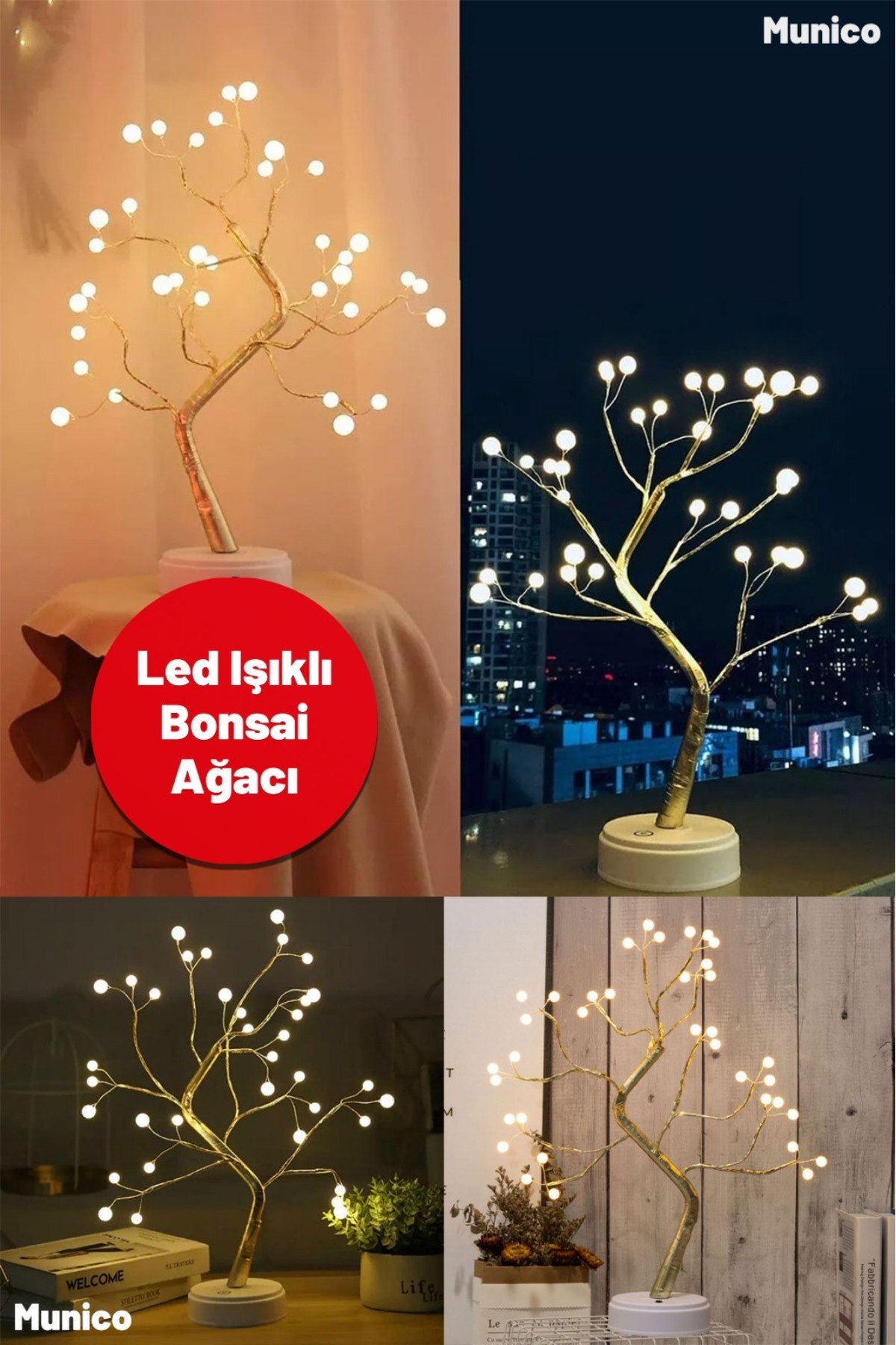 Munico Modern LED Dekoratif Ağaç – 108 LED, Sıcak Beyaz Işık | Ev, Ofis ...