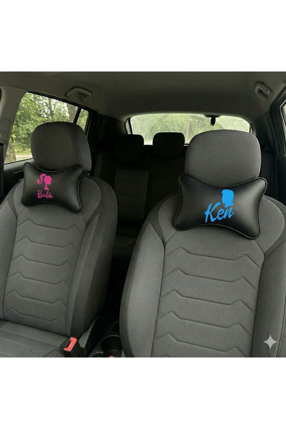 CAR Barbie ve Ken Temalı 2'li Oto Boyun Yastığı Seti - Çiftlere Özel ...