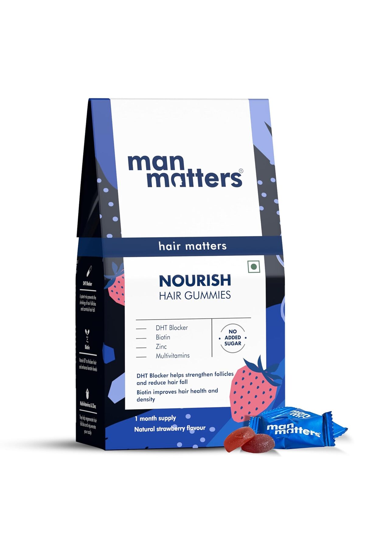 Man Matters Biotin Hair Gummies (30 N) | No Added Sugar Strawberry ...