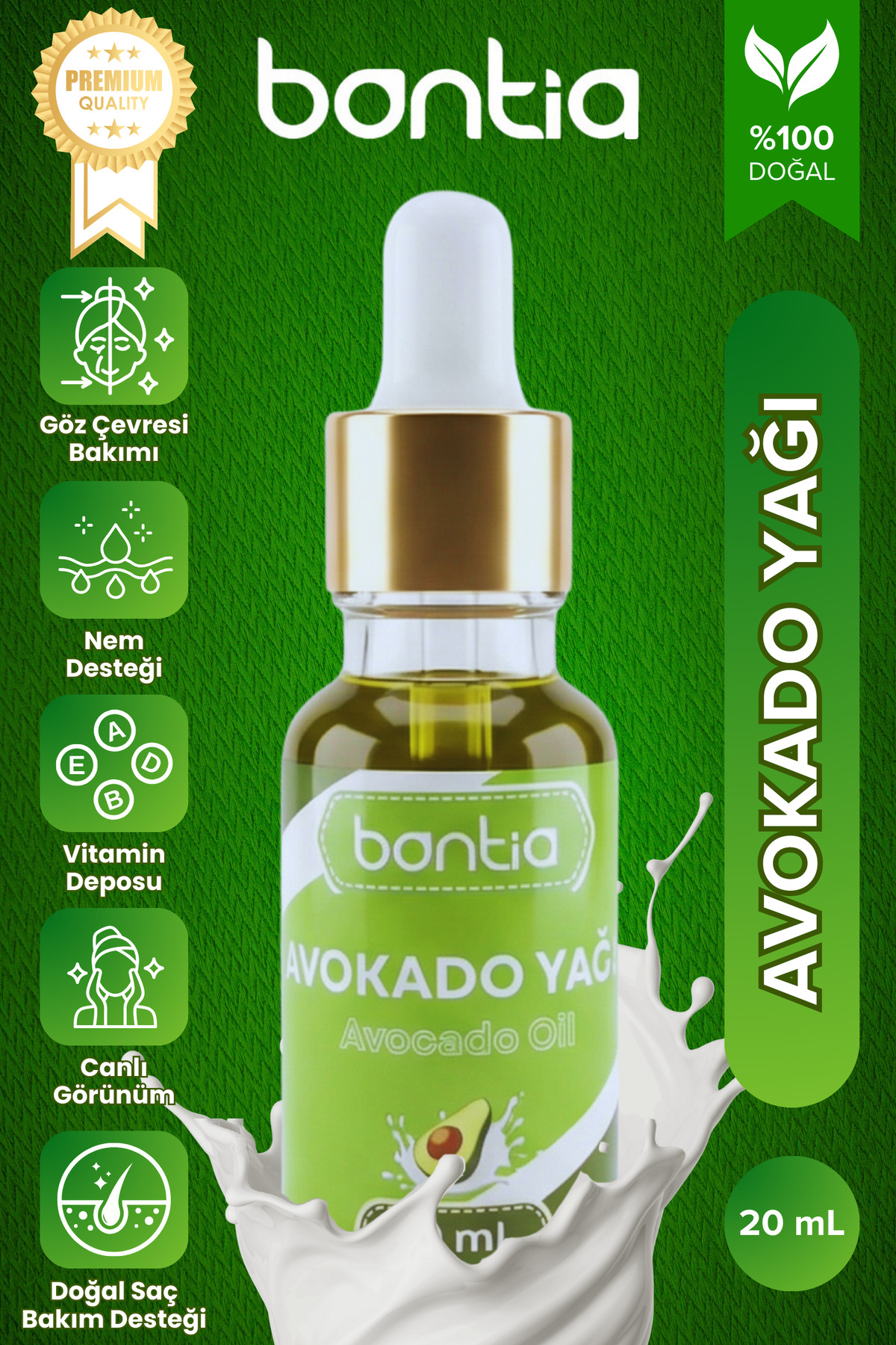 Bontia Avokado Yağı 20 ml – Soğuk Sıkım %100 Saf Cilt ve Saç Bakım Yağı ...