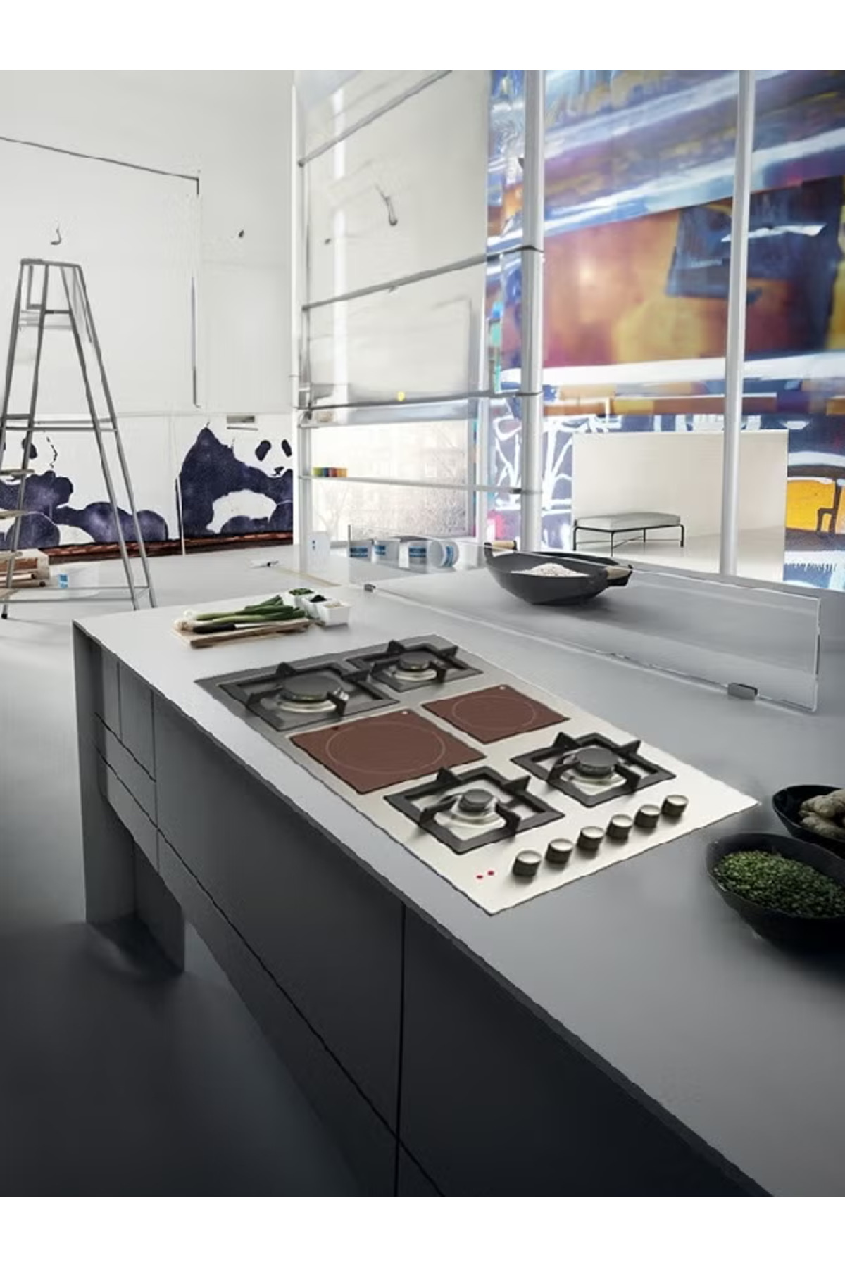 Kitchen Line موقد 6 شعلات - 4 غاز - 2 سيراميك - 90 سم - إيطالي - فولاذ ...