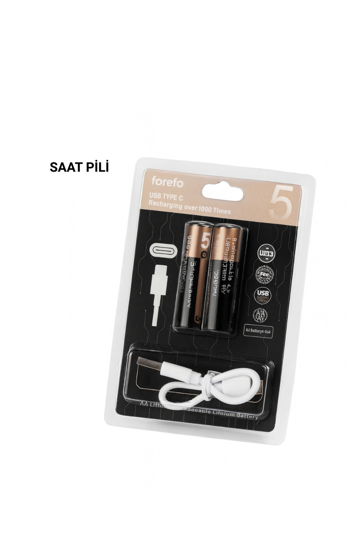 ZERO LAND SPTRNS USB Type-C ile Hızlı Şarj Edilebilen AA (21707) Lityum ...