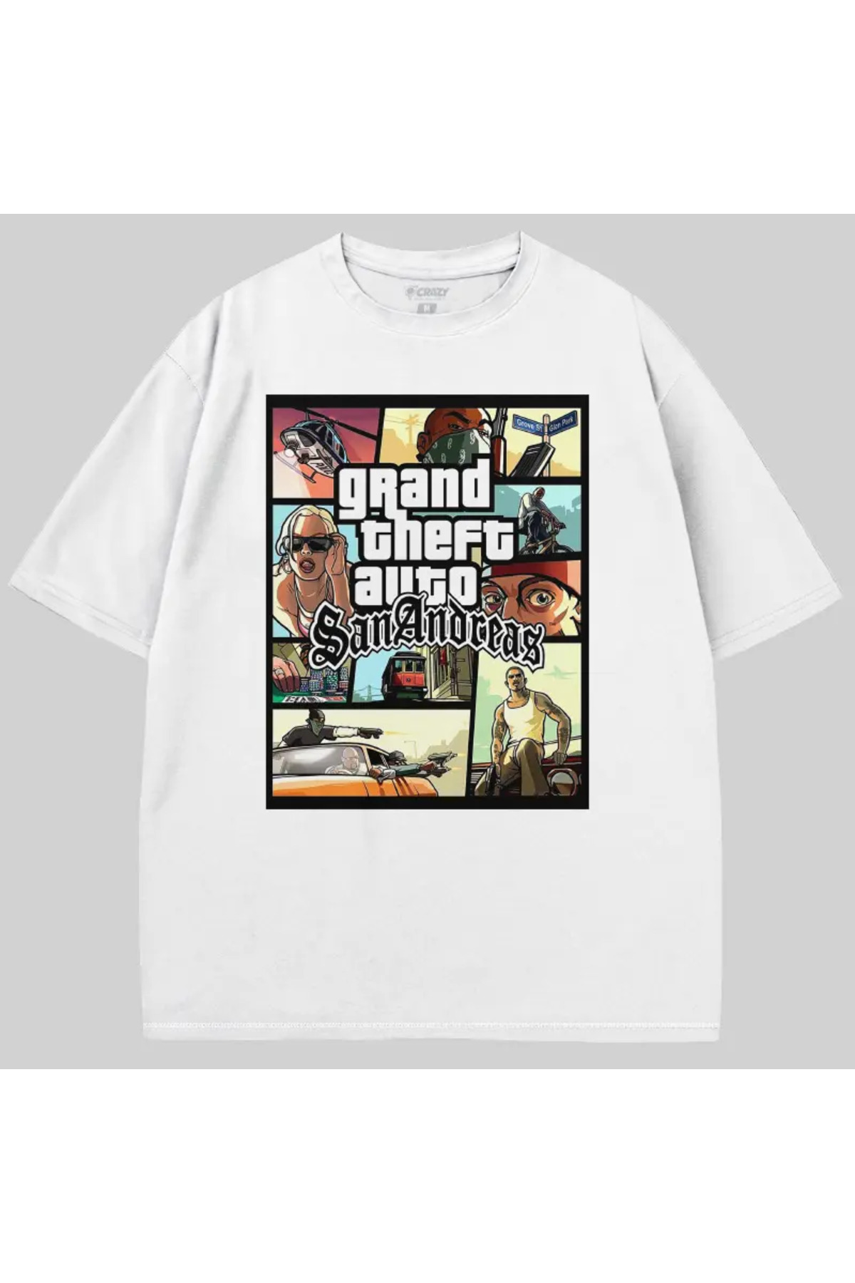 Crazy Μπλουζάκι με εξώφυλλο του Gta San Andreas oversized- Trendyol