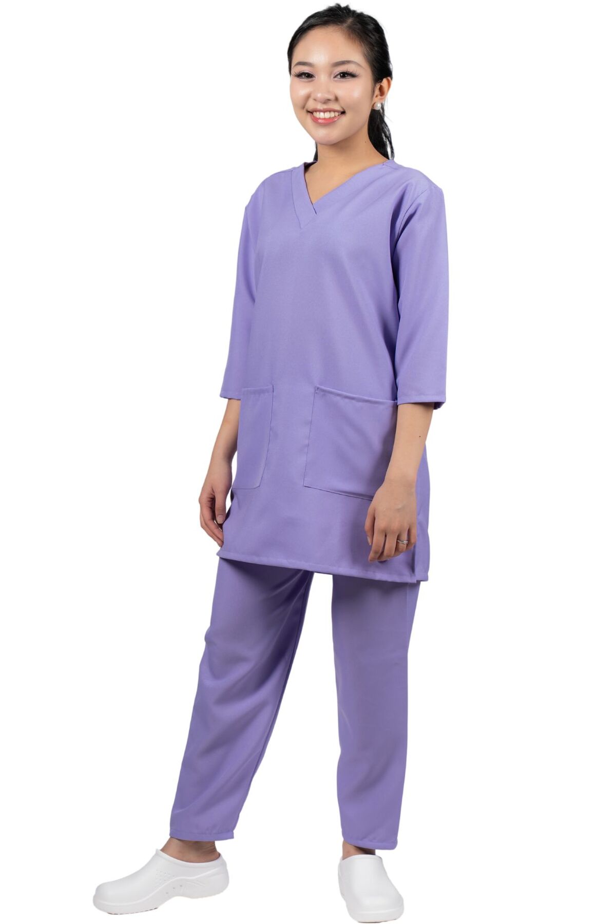ABSHIR Housemaid/Khadama/Nanny Uniform Set, V-Neck Tunic with 3/4 ...