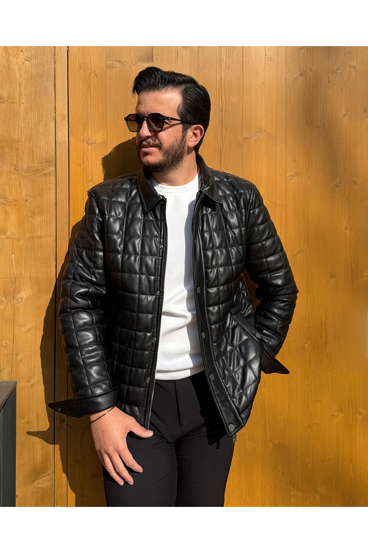 Avni Ceylan Erkek Kahverengi Slim Fit Kapitone Deri Mont - Fiyatı ...