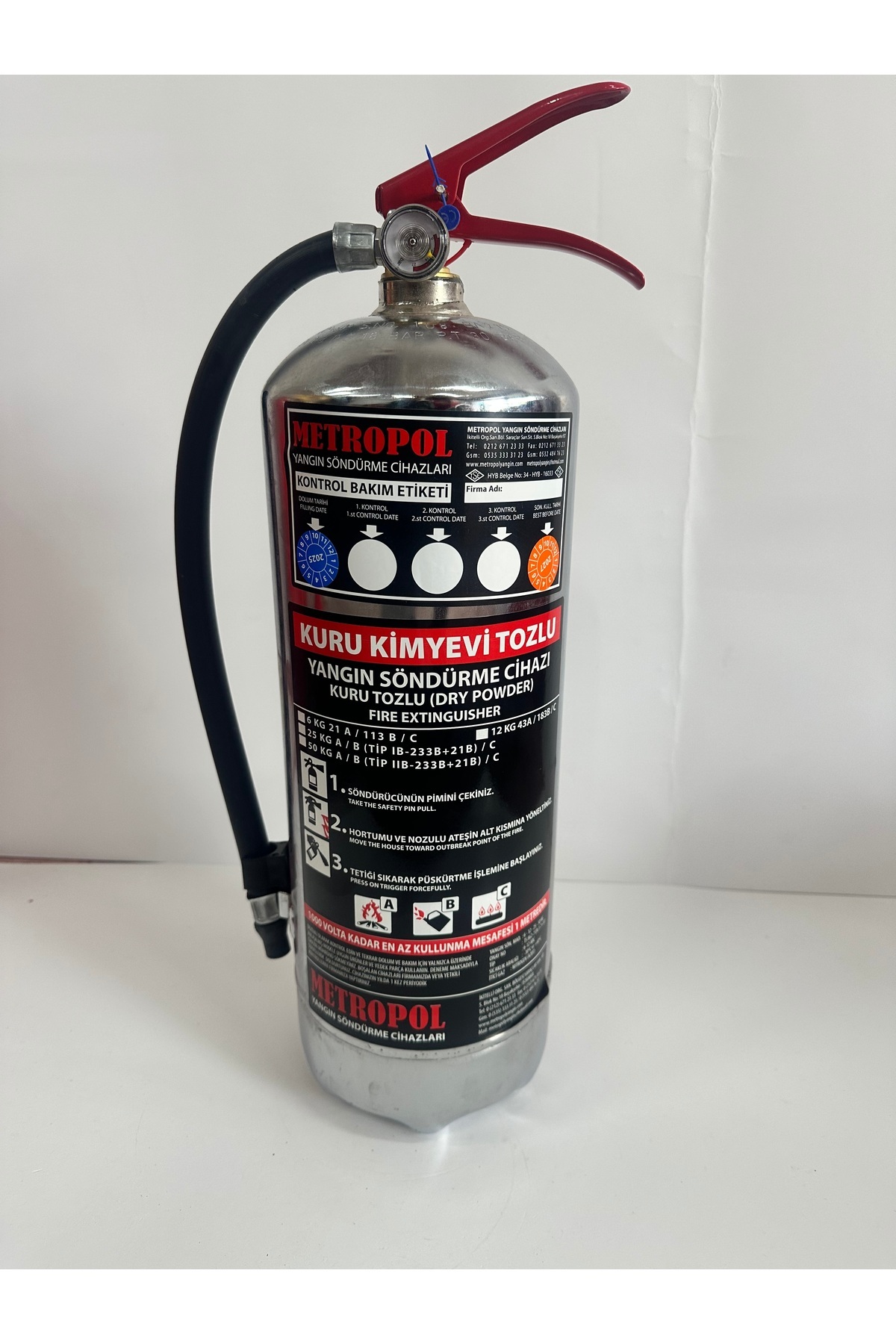 METROPOL YANGIN TEKNE SERTİFİKALI 6KG ABC TOZLU METALİK YANGIN SÖNDÜRME ...