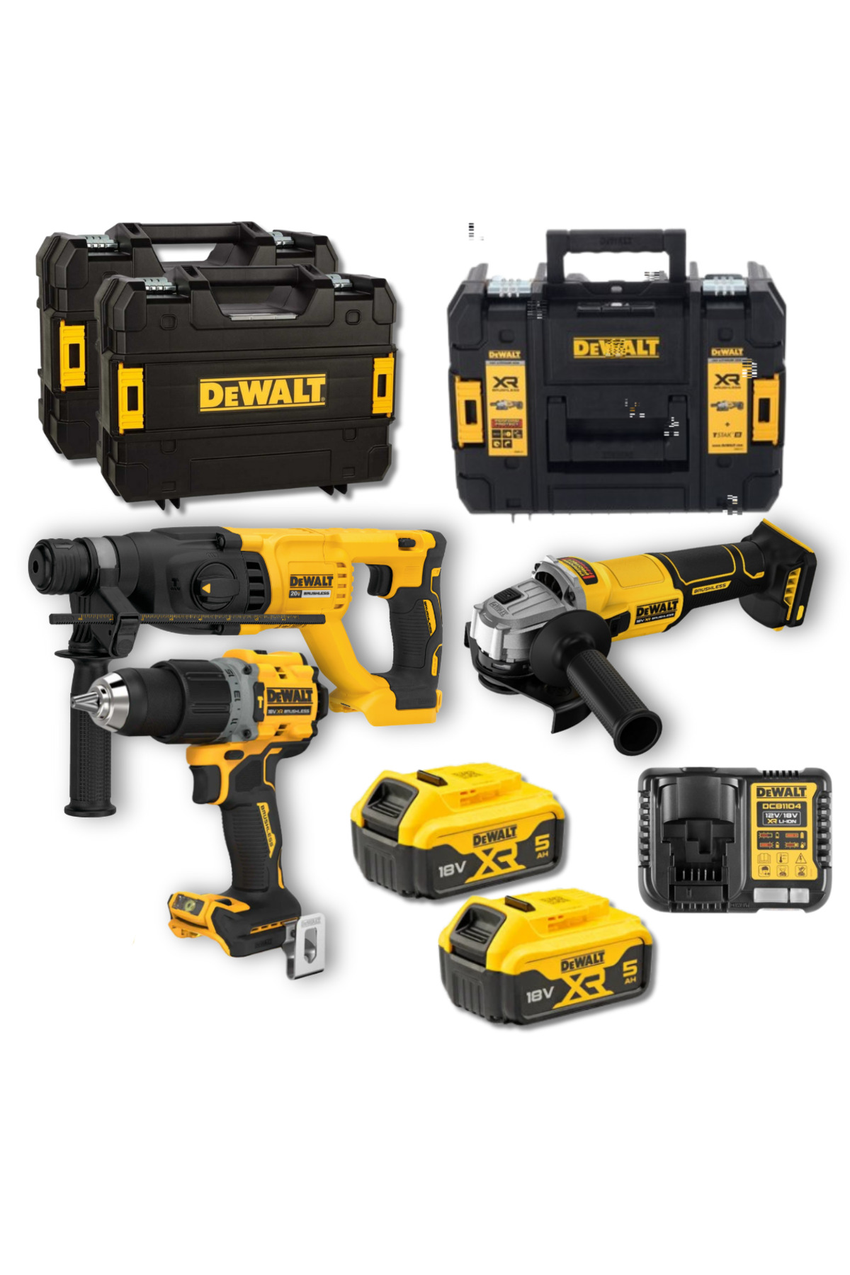 Dewalt DCD805 + DCH133 + DCG407 3’lü Set (2x5Ah XR Akü, Şarj Cihazı ...