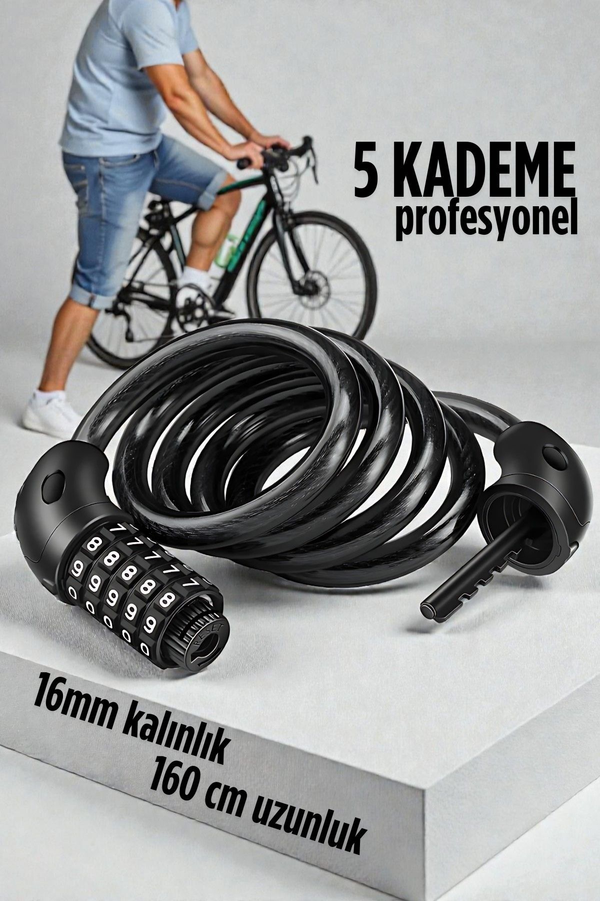 Creatividad Solutions Şifreli Bisiklet Kilidi 16 mm Kalınlık 160 cm ...
