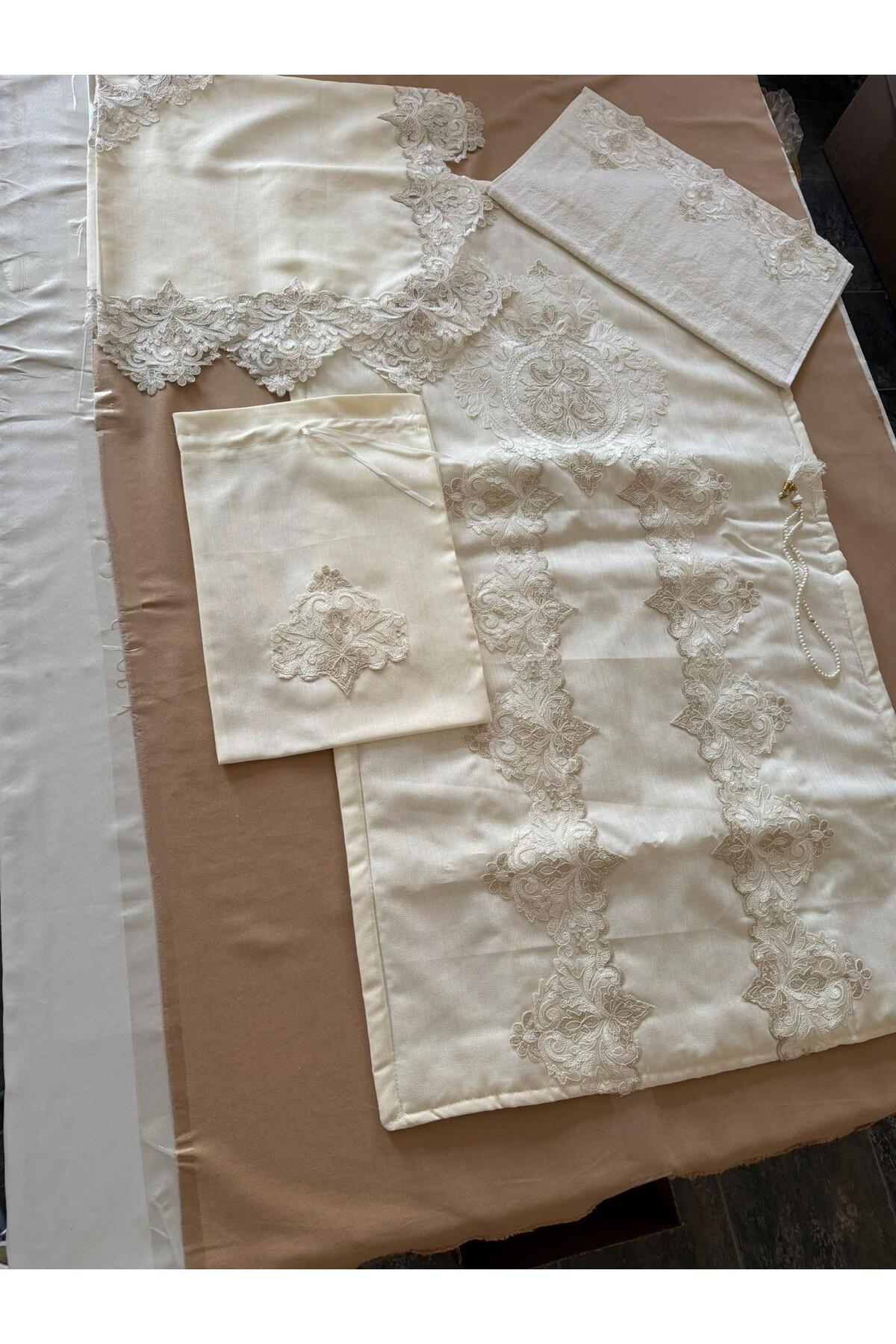 TUTUYA TEXTIL KETEN 4 PARÇA SECCADE TAKIMI GELİN DAMAT BOHCA TAKIMI ...