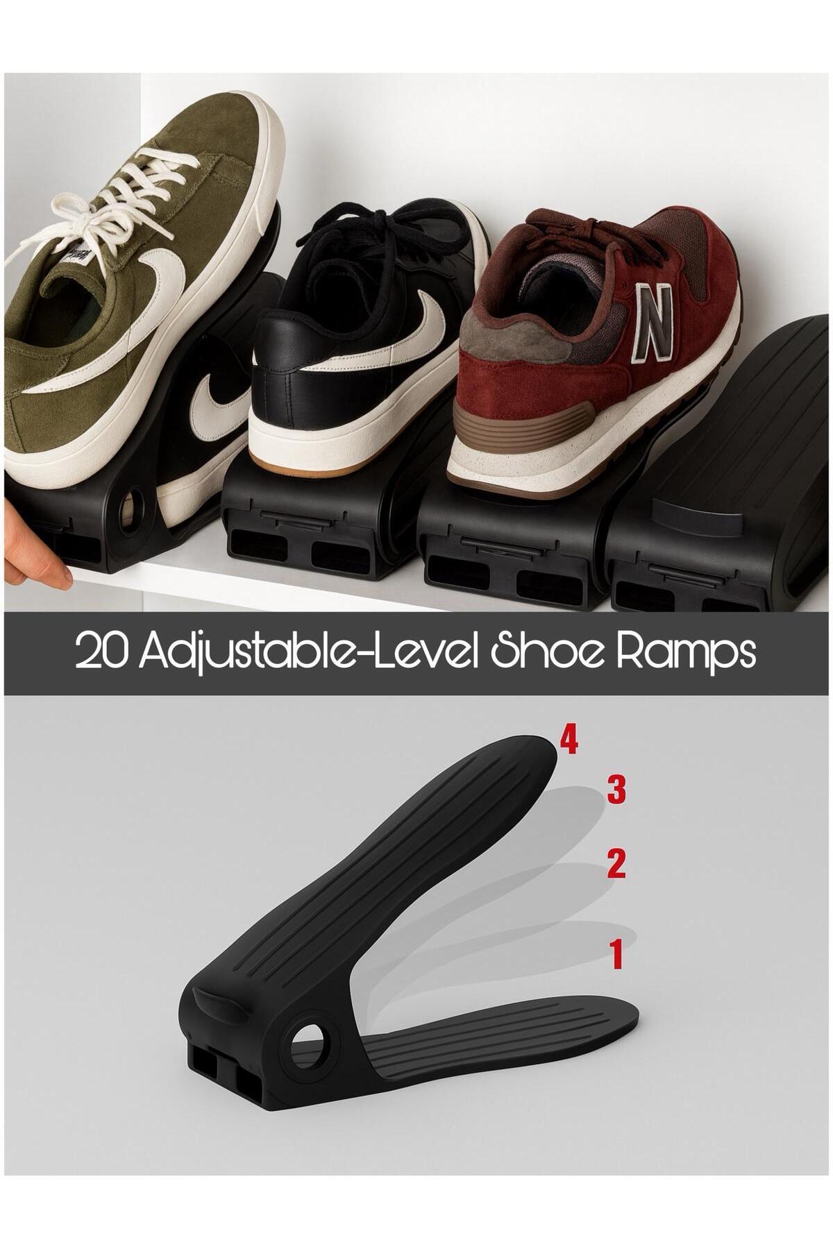 Funny Life 20 Adjustable-Level Shoe Ramps – Maximize Your Storage Space ...