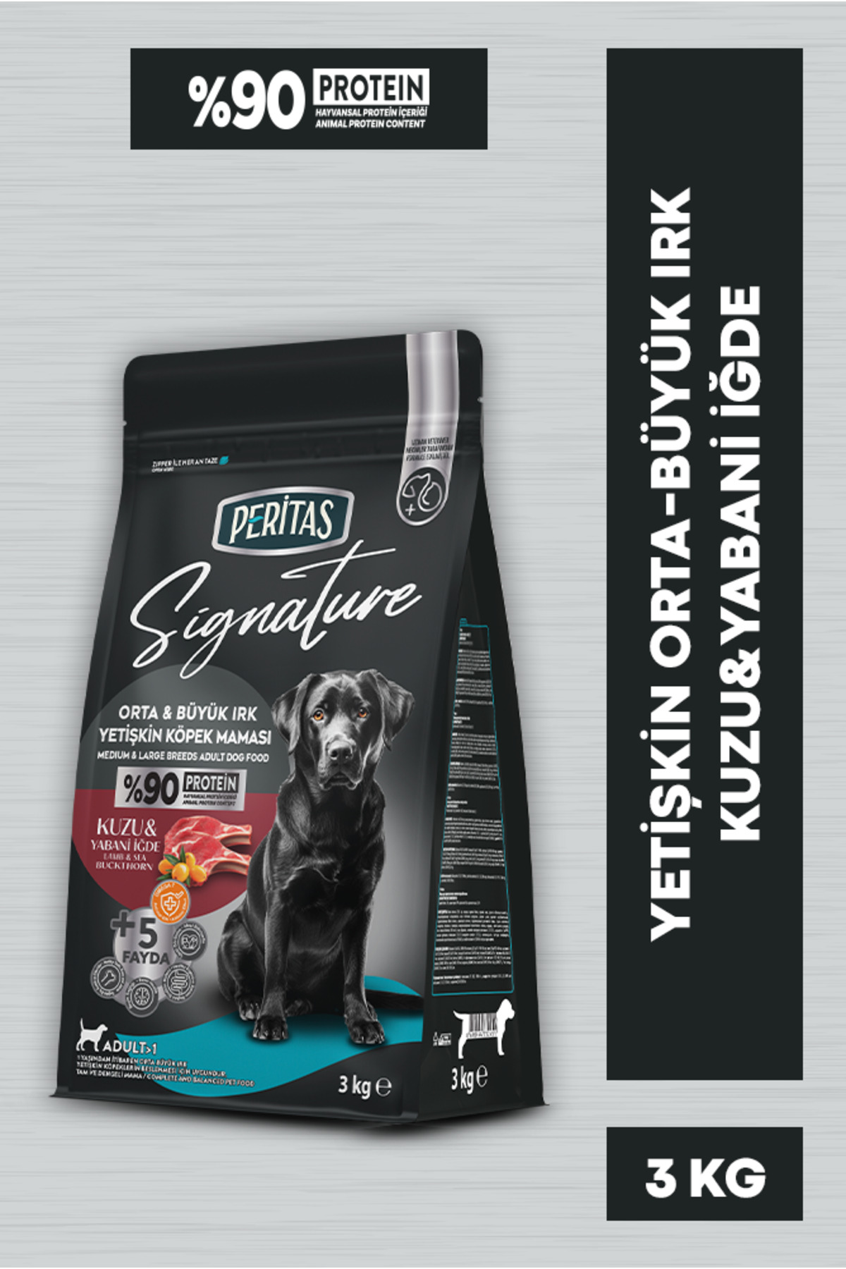 PERİTAS Signature Kuzulu Orta ve Büyük Irk Yetişkin Köpek Maması 3KG ...