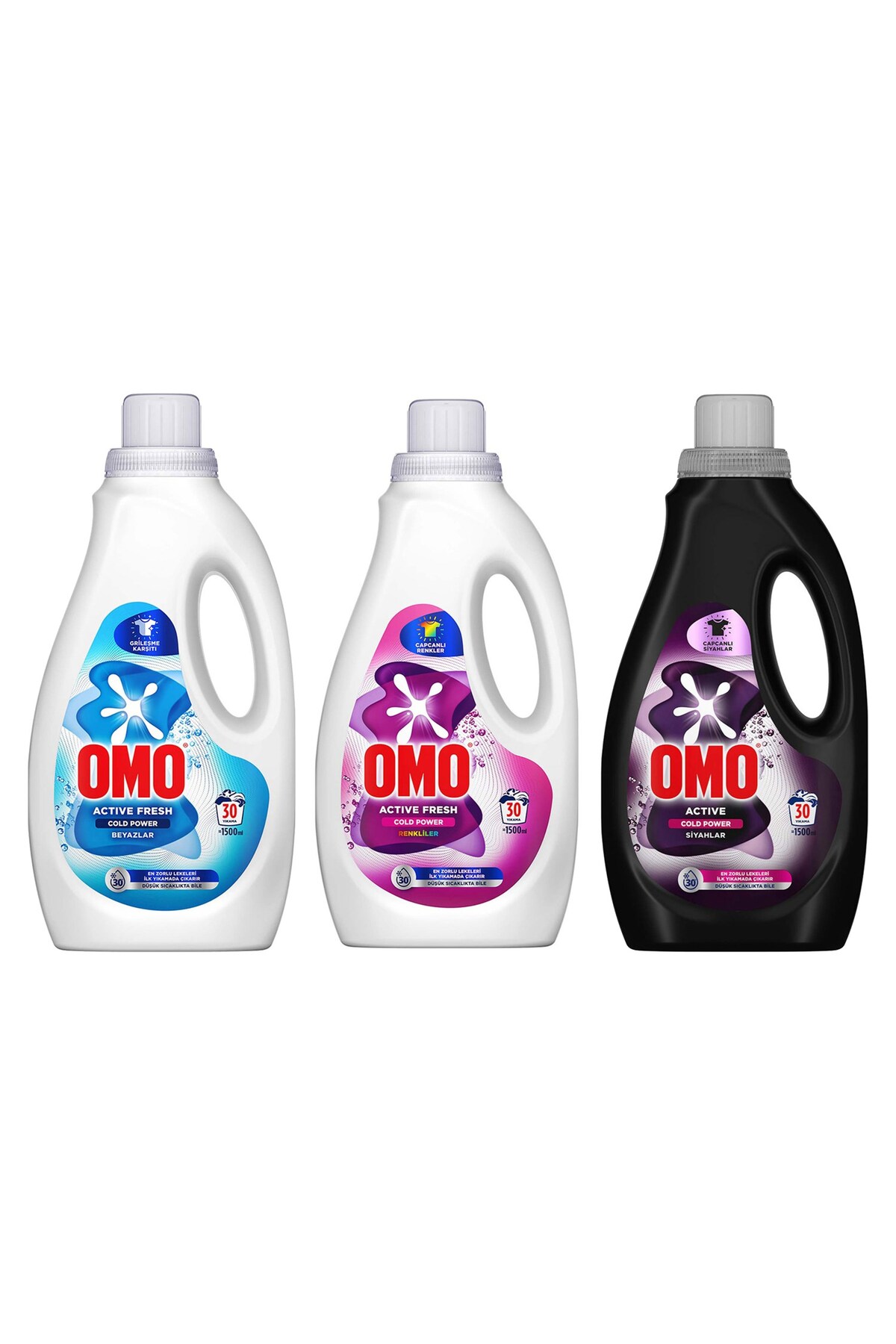 Omo Sıvı Deterjan 1500 ml Beyazlar-Siyahlar-Renkliler 3 lü Karma Paket ...