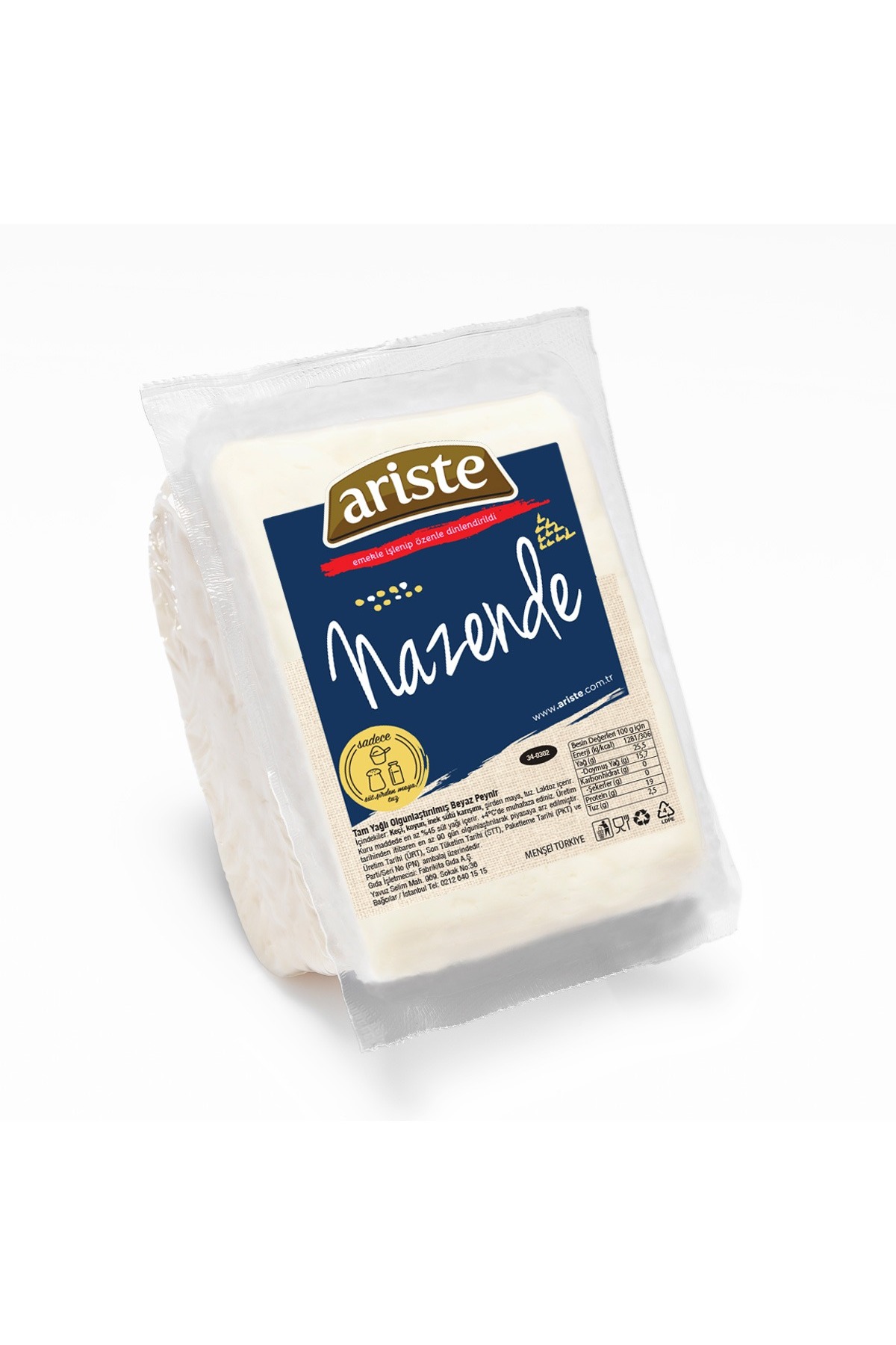 Ariste Nazende Tam Yağlı Peynir 450 gr (KEÇİ SÜTÜ AĞIRLIKLI ...