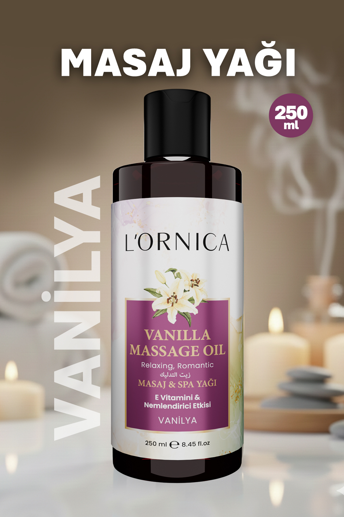 Lornica Vanilya Masaj Yağı Spor Sonrası Günlük Kullanım SPA Aromaterapi ...