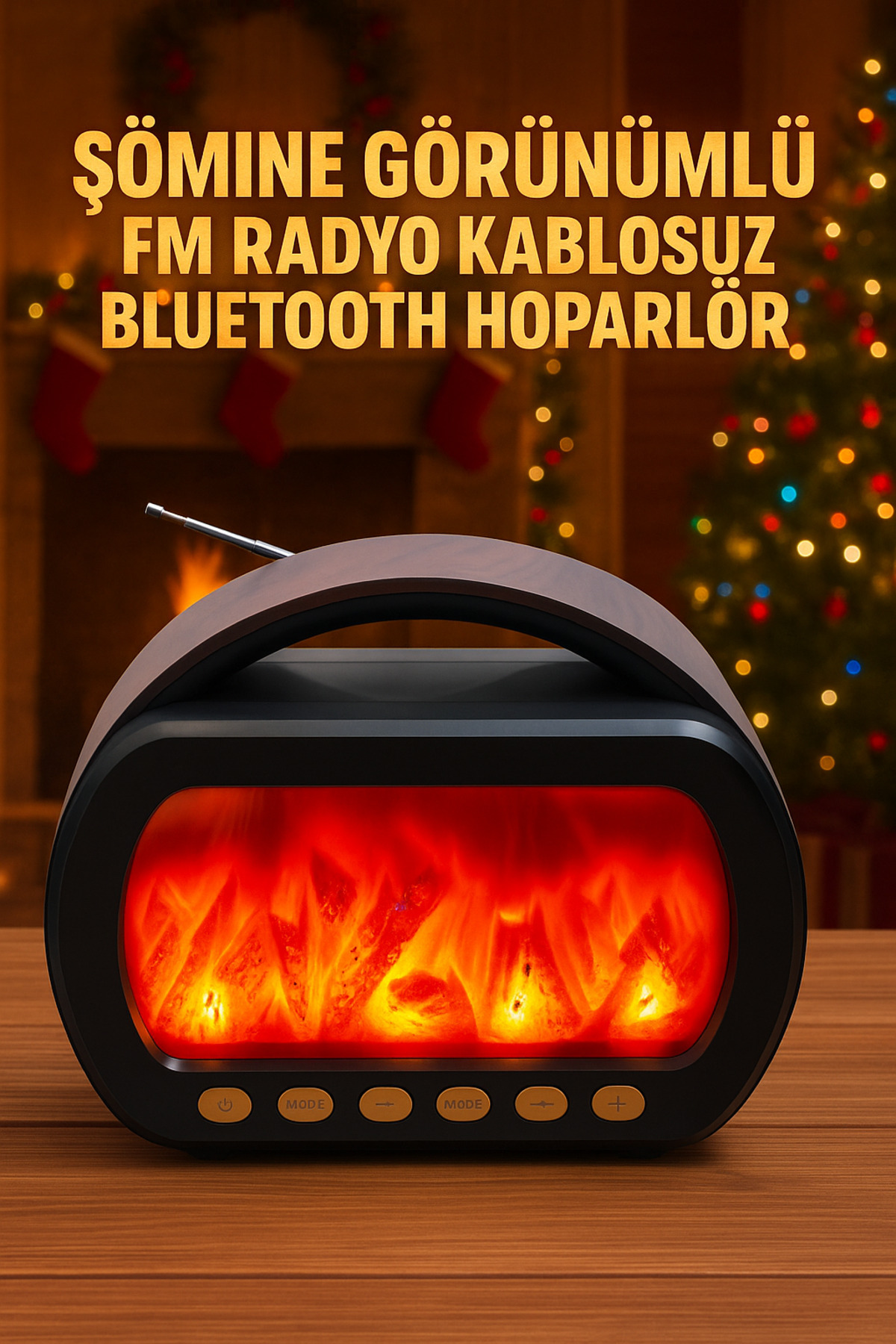 Coverzone Şömine Görünümlü Bluetooth Hoparlör FM Radyo USB TF MP3 Çalar ...